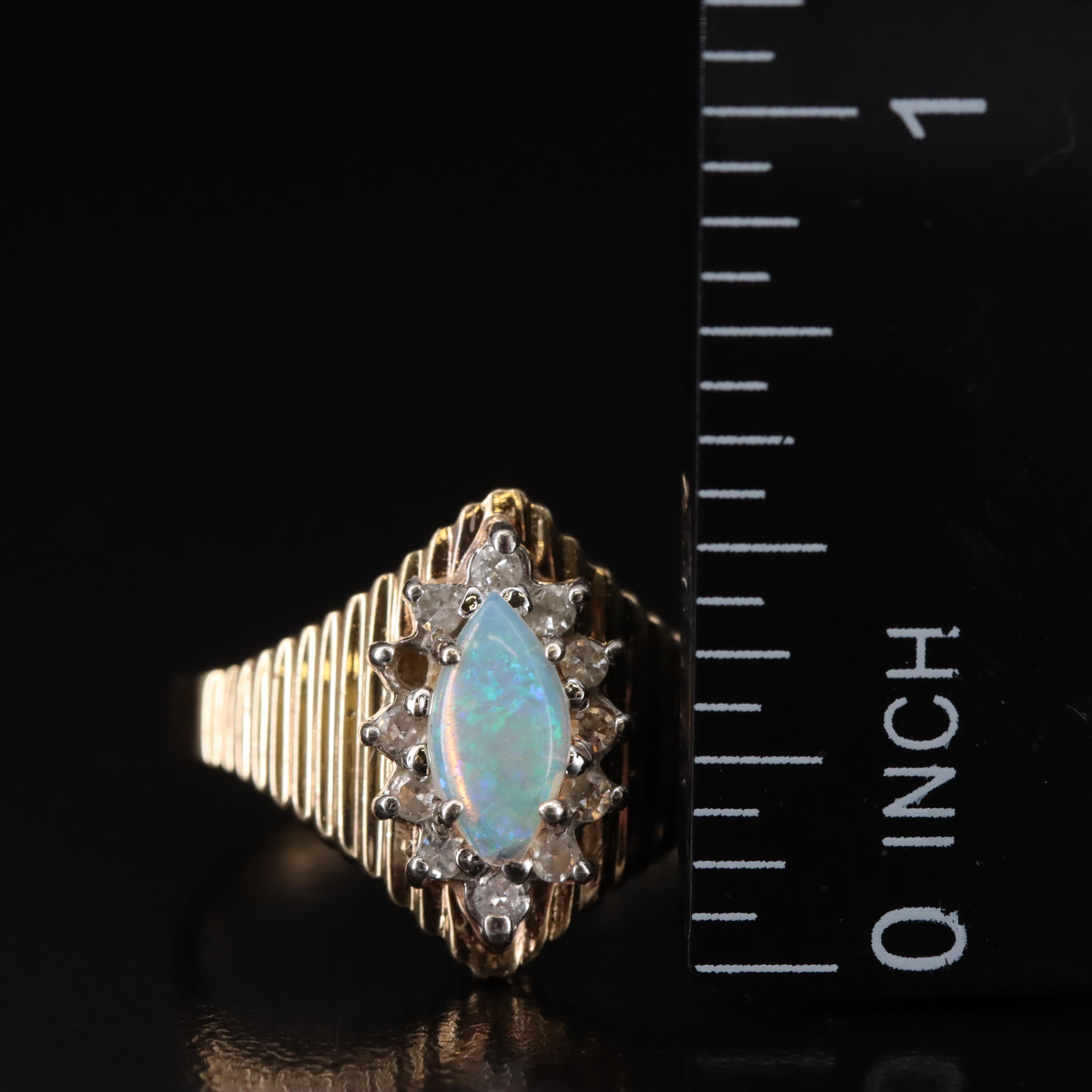 14K Opal and Diamond Navette Ring | EBTH