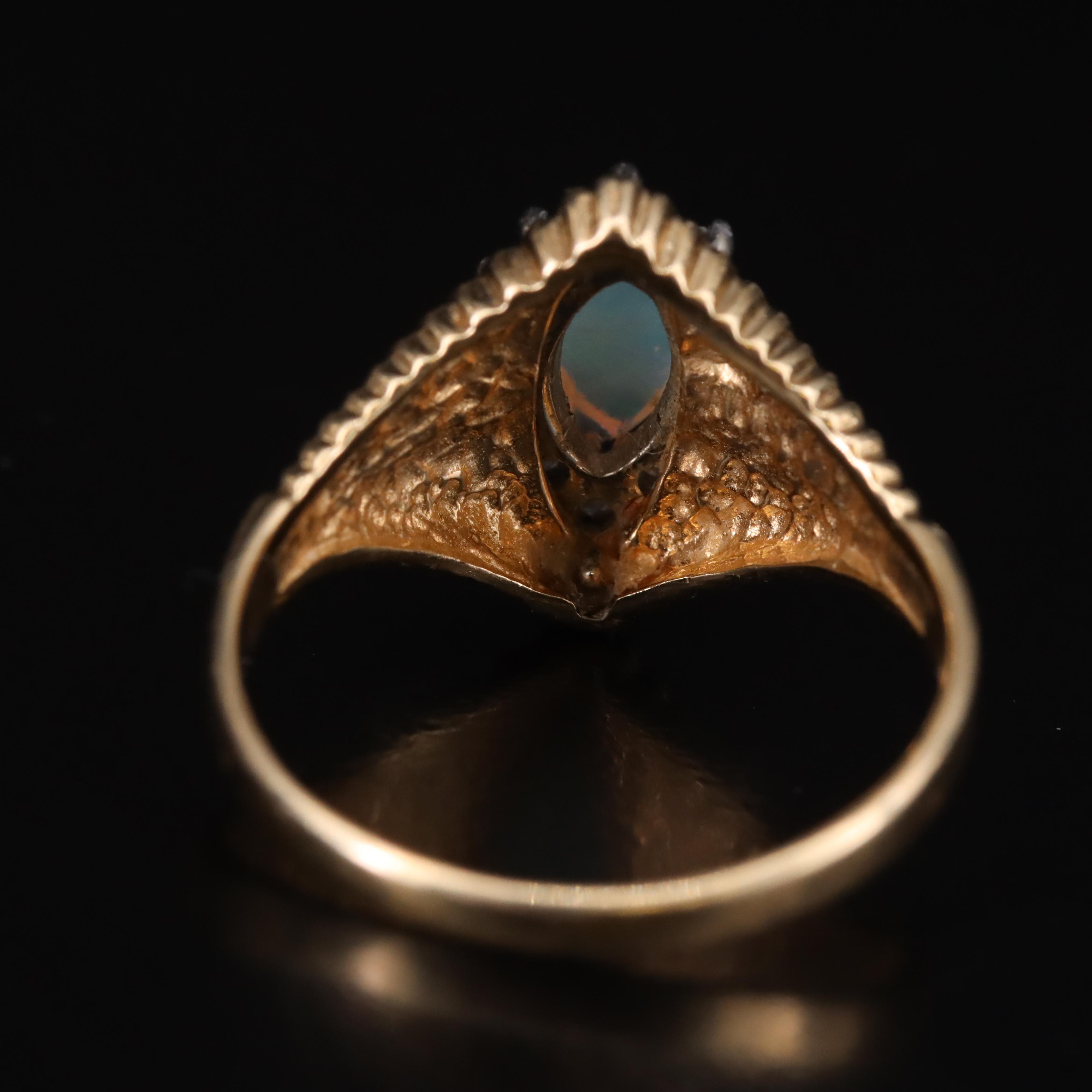 14K Opal and Diamond Navette Ring | EBTH