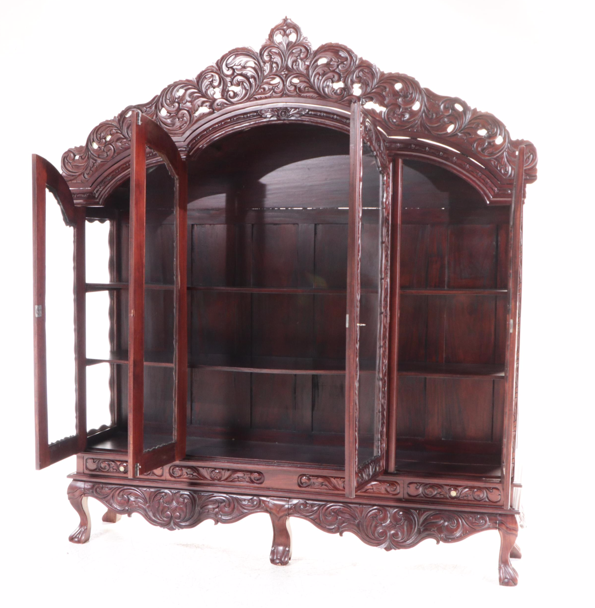 Rococo Style Carved East Asian Hardwood China Cabinet | EBTH