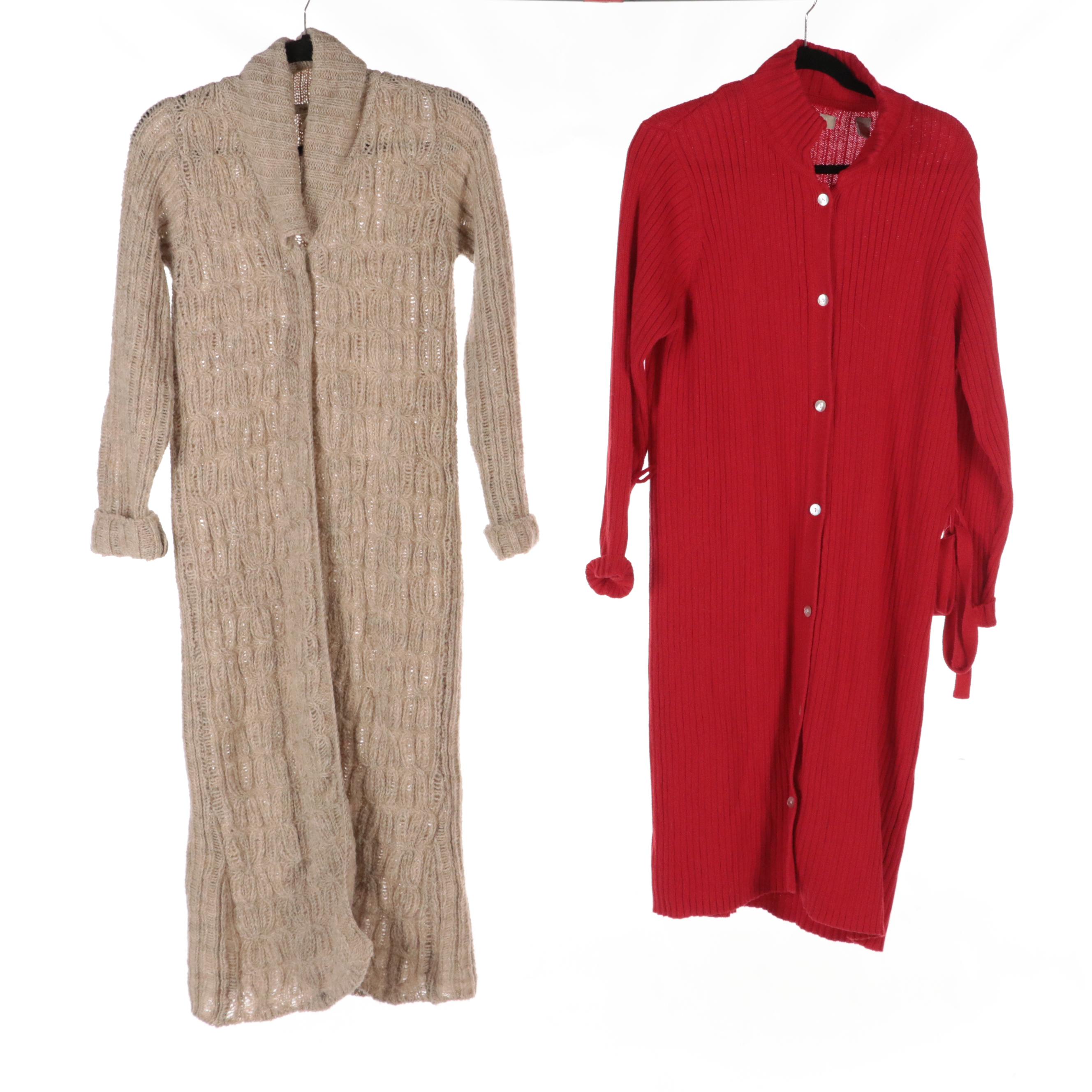 Free People Wool and Kate Hill Cotton Duster Cardigans with City DKNY ...
