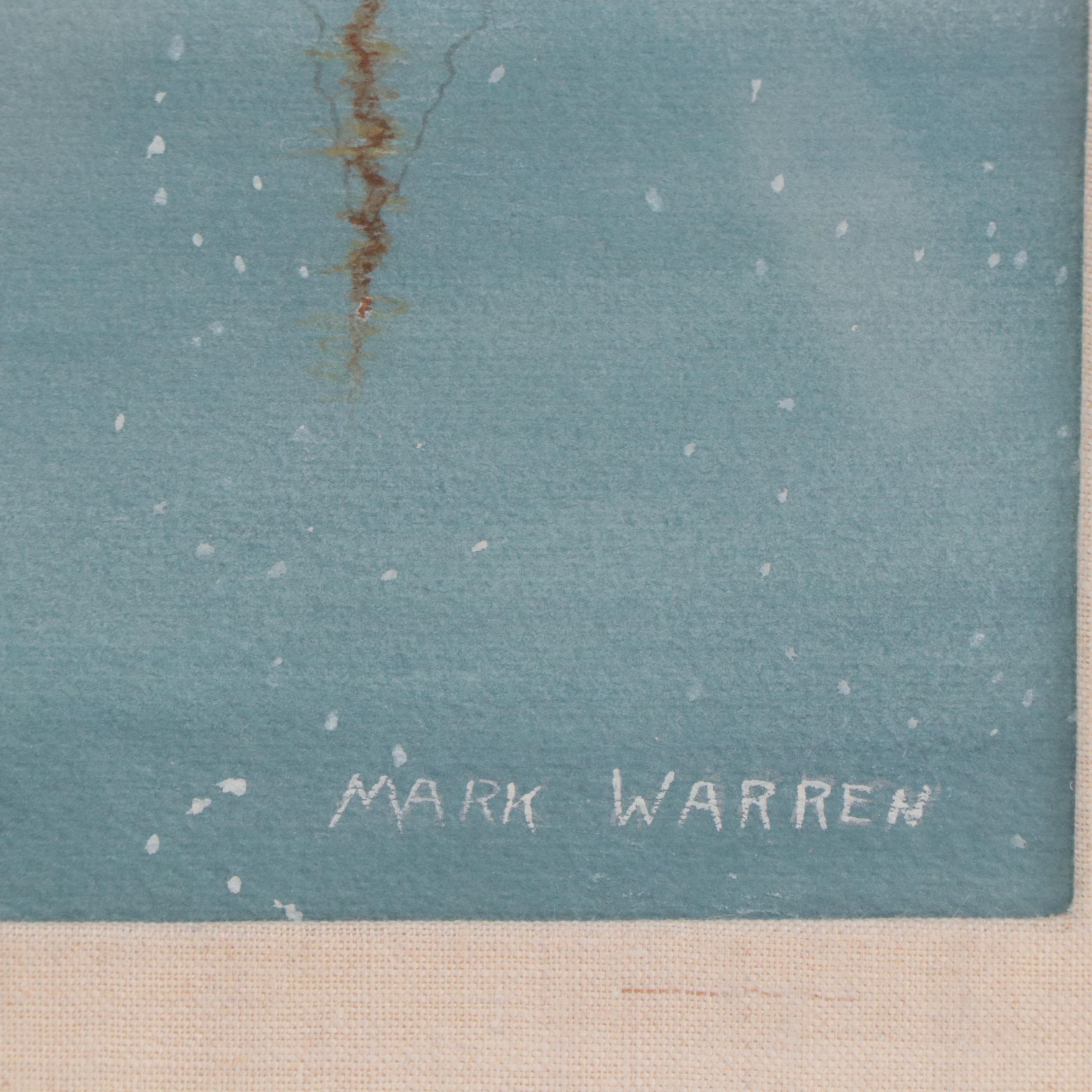 Mark Warren Watercolor Painting of Winter Harbor Scene | EBTH