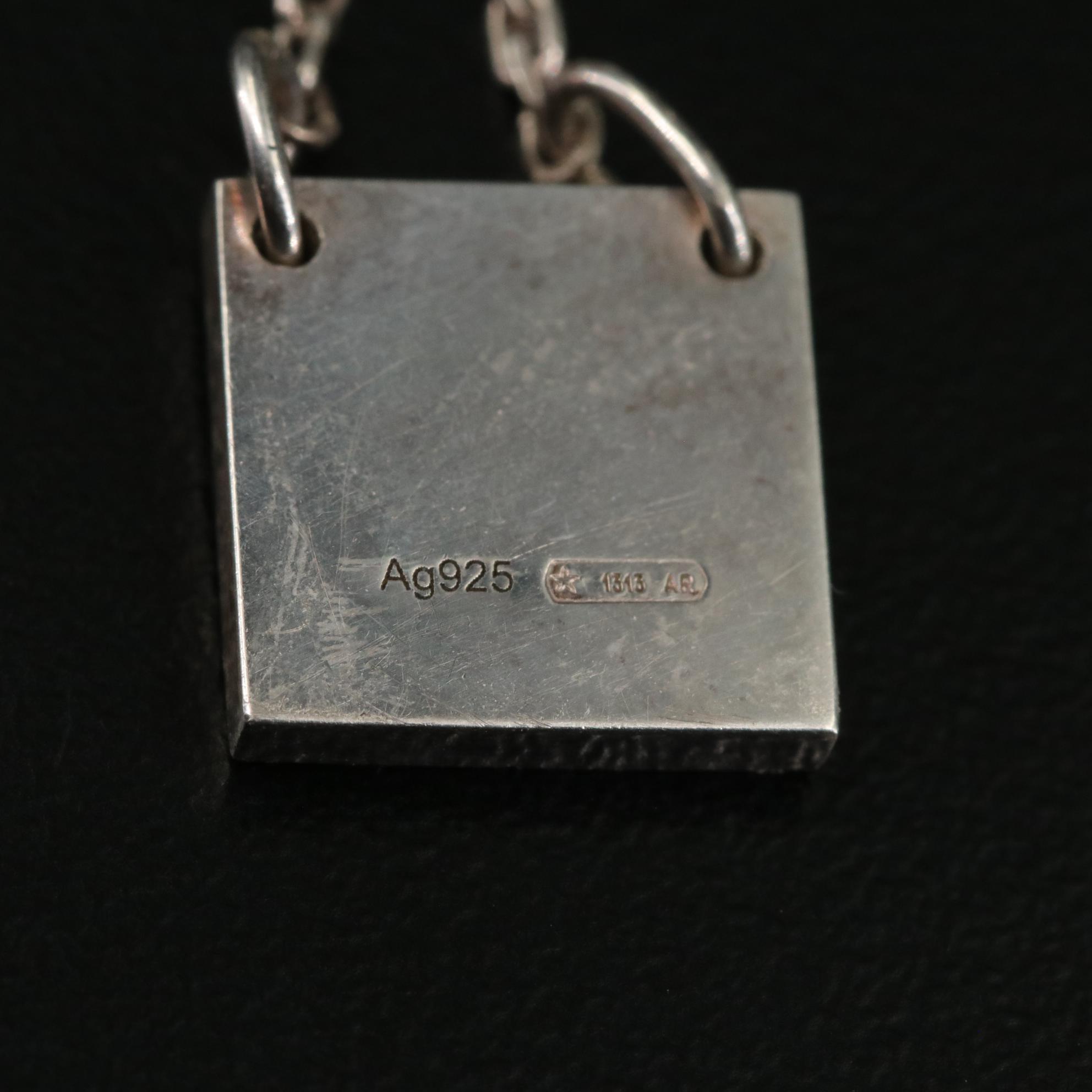 Gucci Sterling Trademark Logo Square Pendant Necklace | EBTH