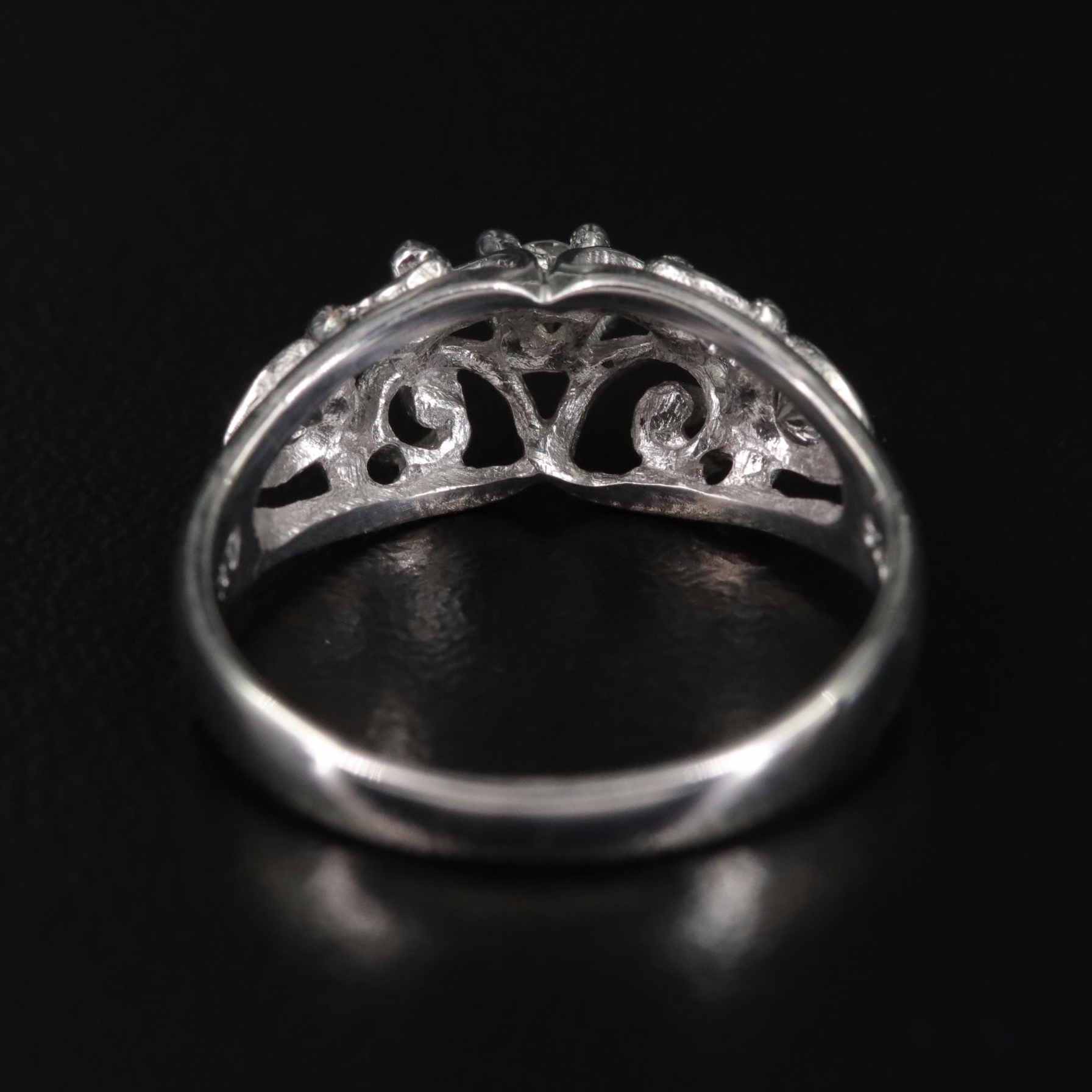 Sterling Diamond Scrollwork Ring | EBTH
