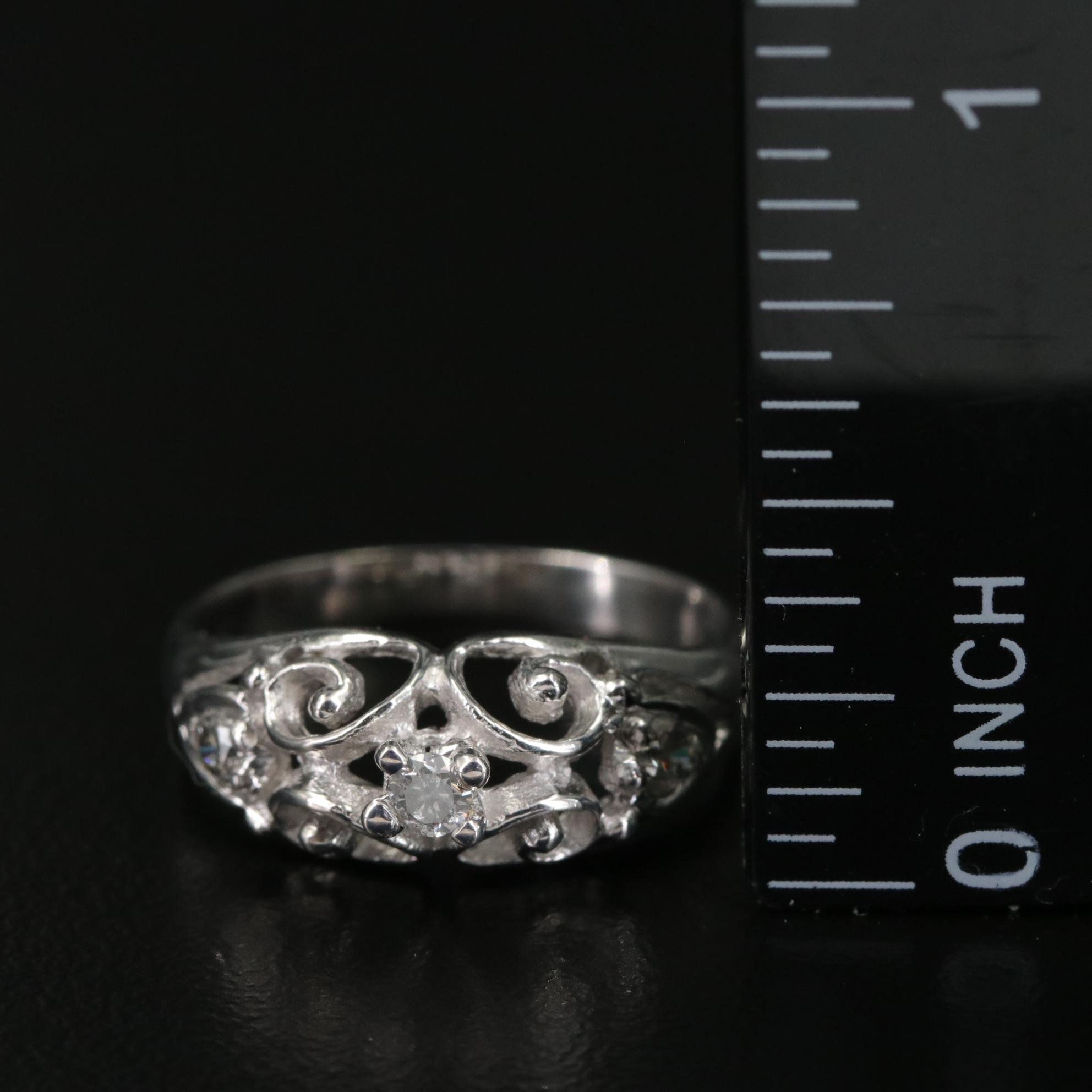 Sterling Diamond Scrollwork Ring | EBTH