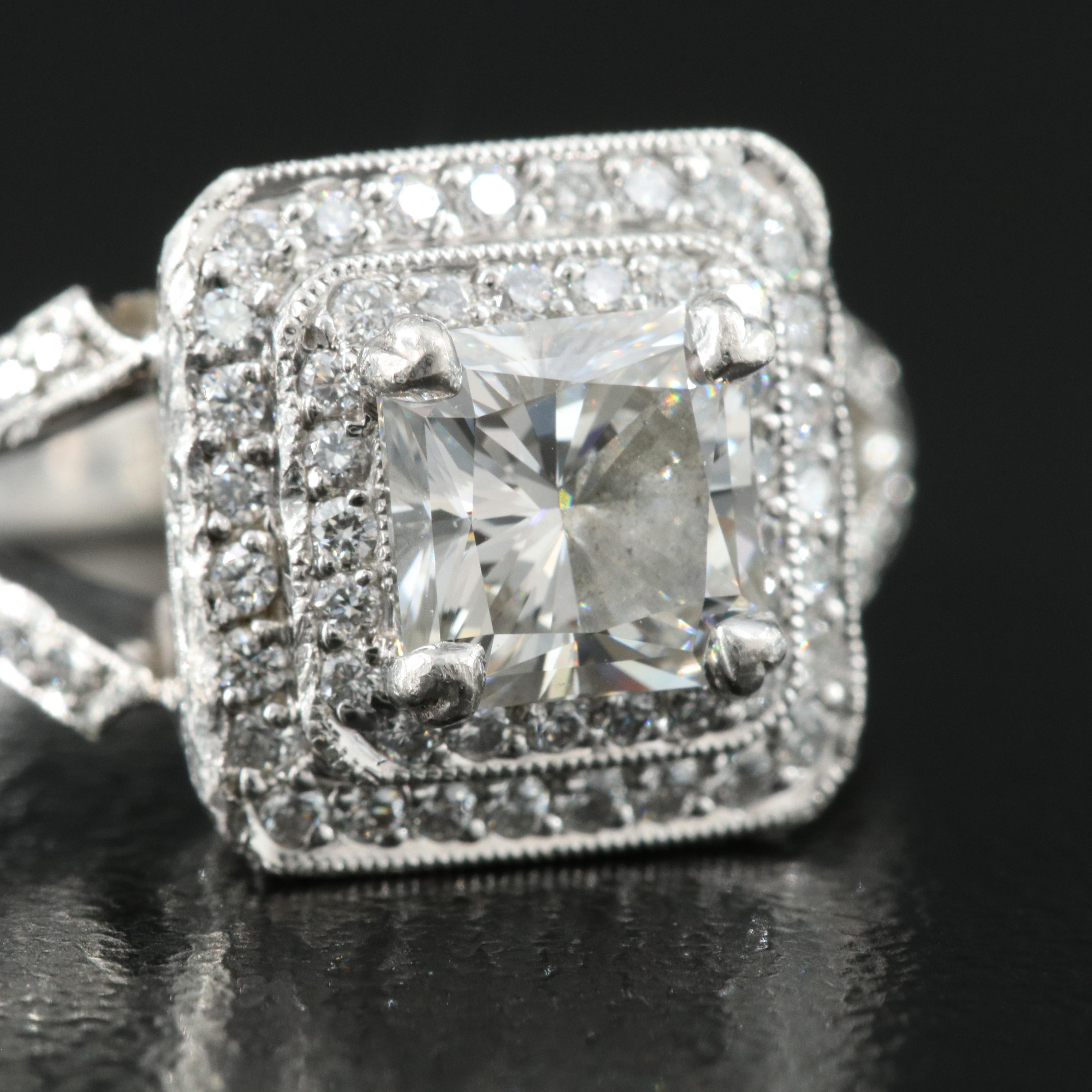 Michael Beaudry Platinum 1.50 CTW Diamond Ring with Online Digital GIA ...