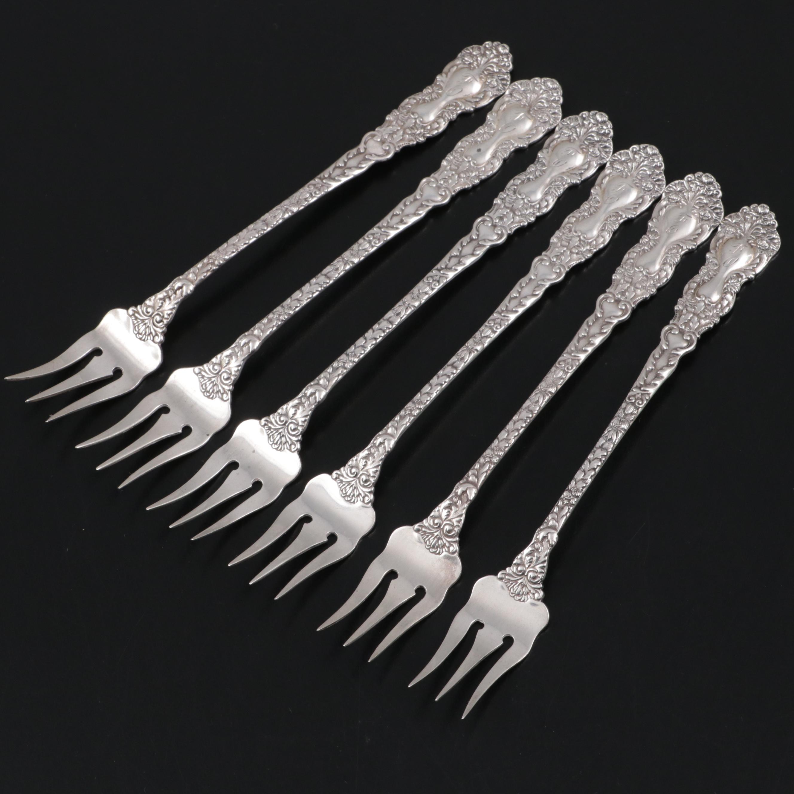 Gorham "Imperial Chrysanthemum" Sterling Silver Oyster Forks, Late 19th ...