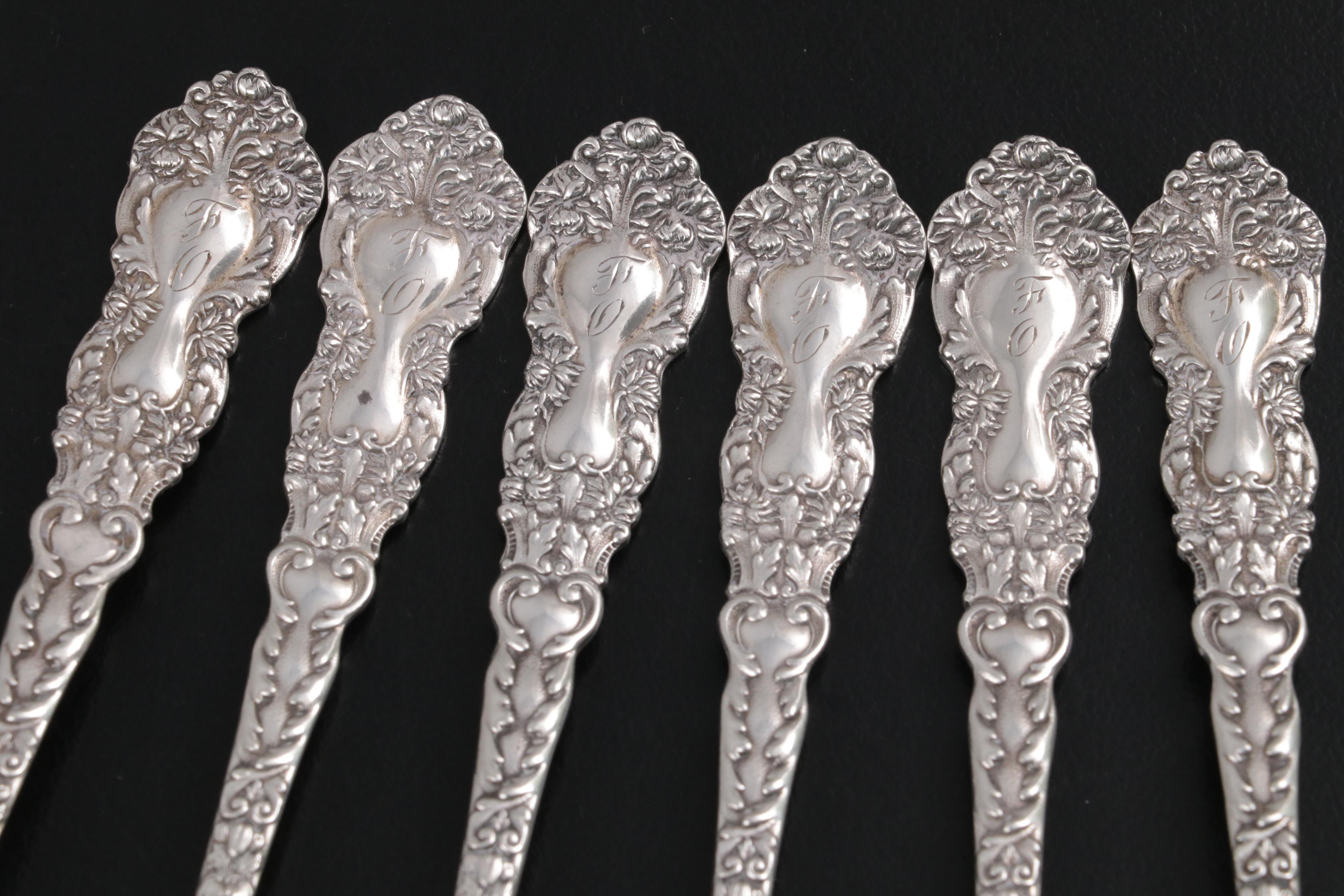Gorham "Imperial Chrysanthemum" Sterling Silver Oyster Forks, Late 19th ...