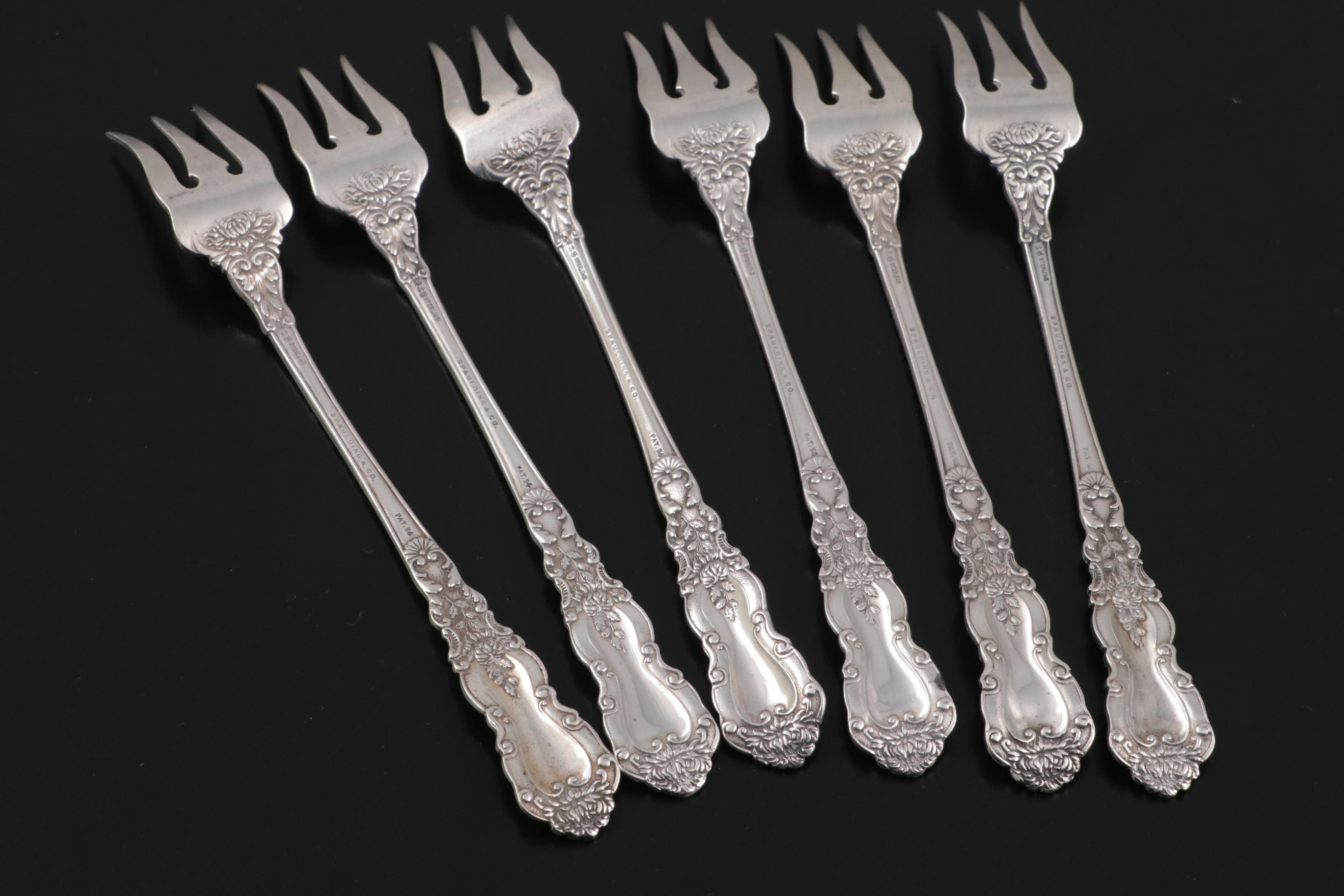 Gorham "Imperial Chrysanthemum" Sterling Silver Oyster Forks, Late 19th ...
