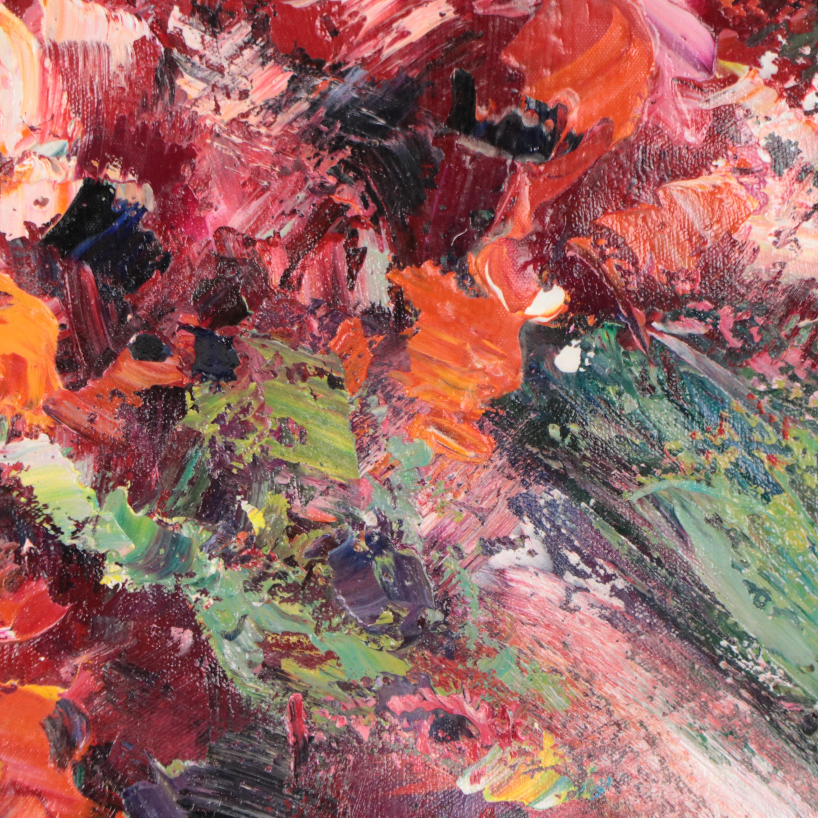 Bing Abstract Expressionist Style Oil Painting of Flowers, 21st Century ...