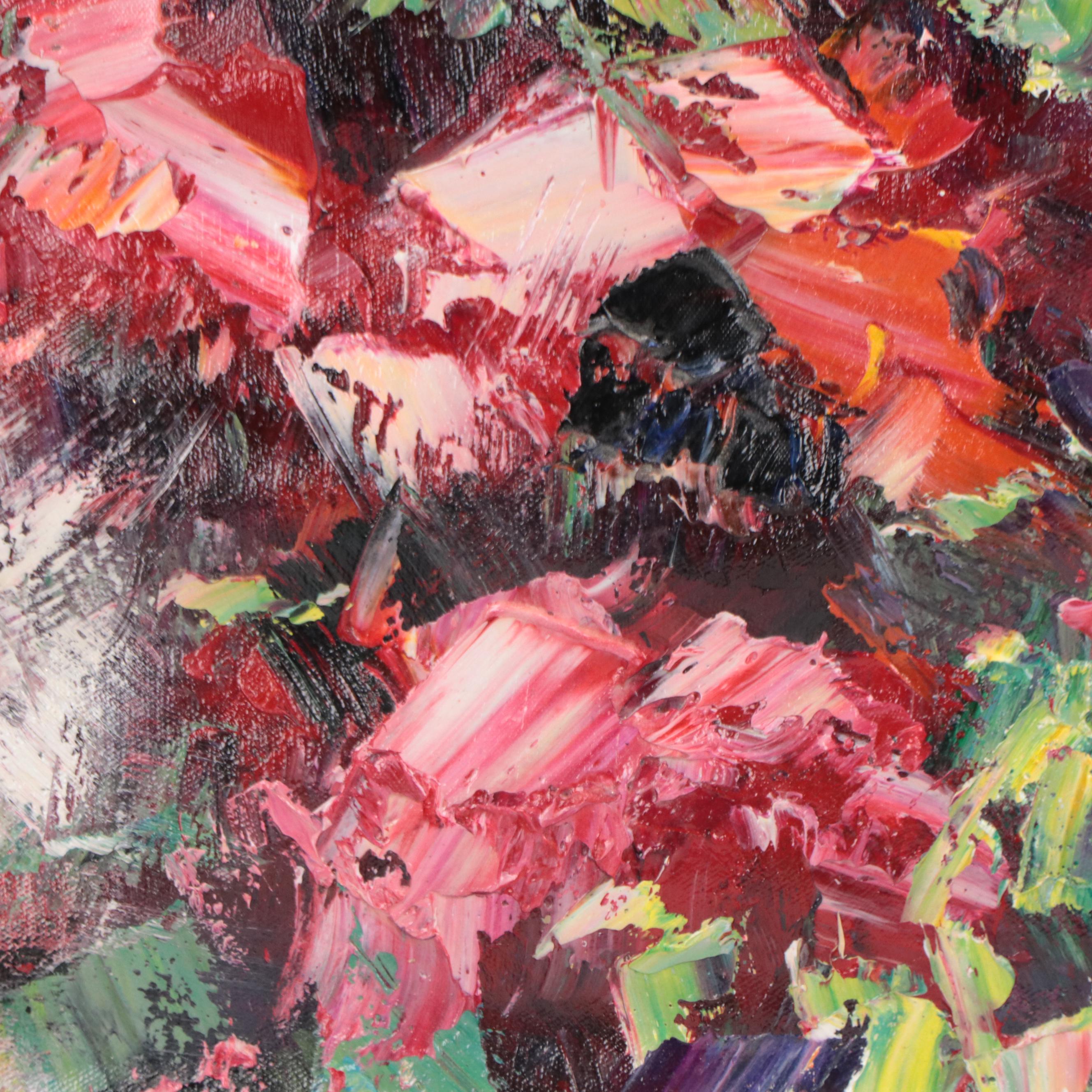 Bing Abstract Expressionist Style Oil Painting of Flowers, 21st Century ...