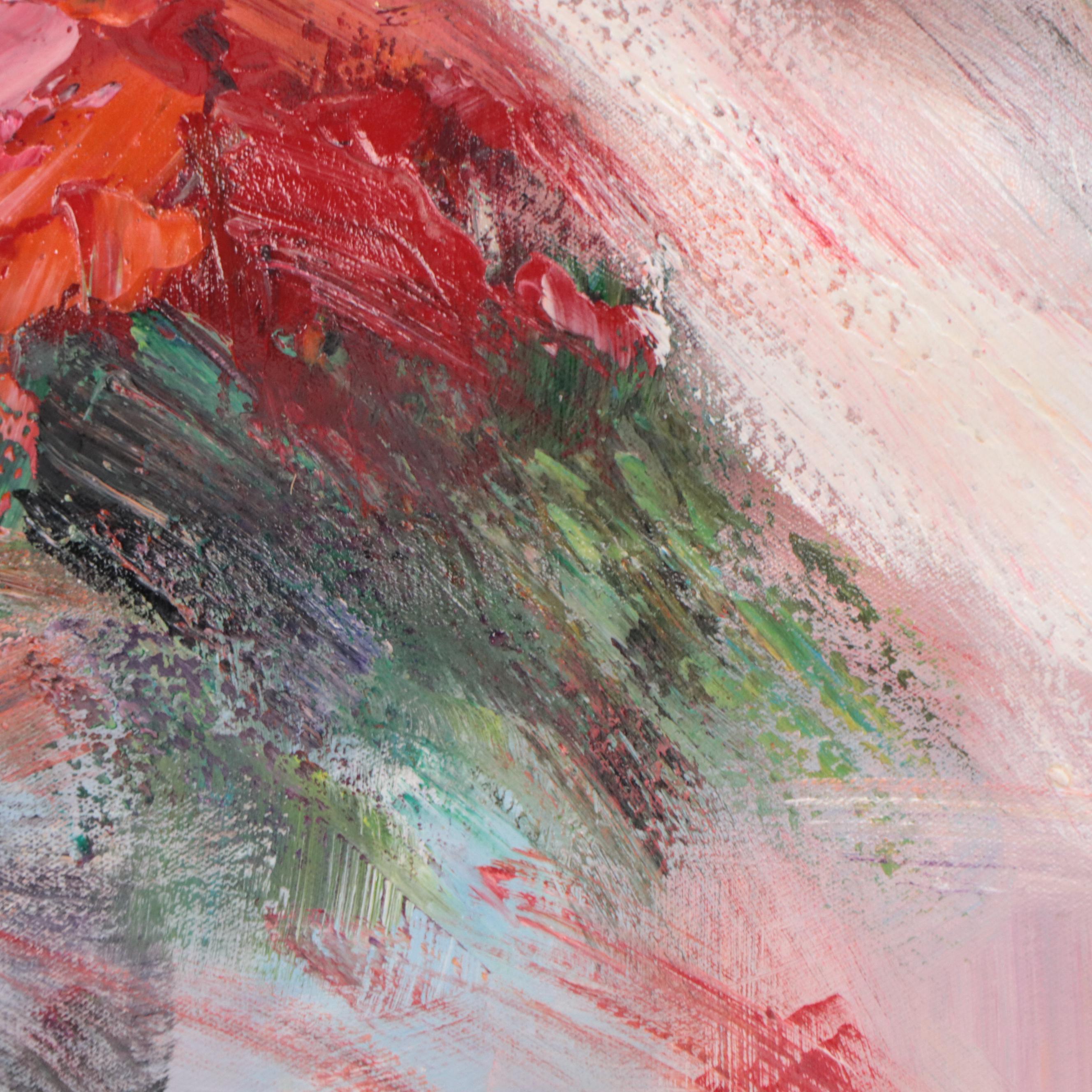 Bing Abstract Expressionist Style Oil Painting of Flowers, 21st Century ...