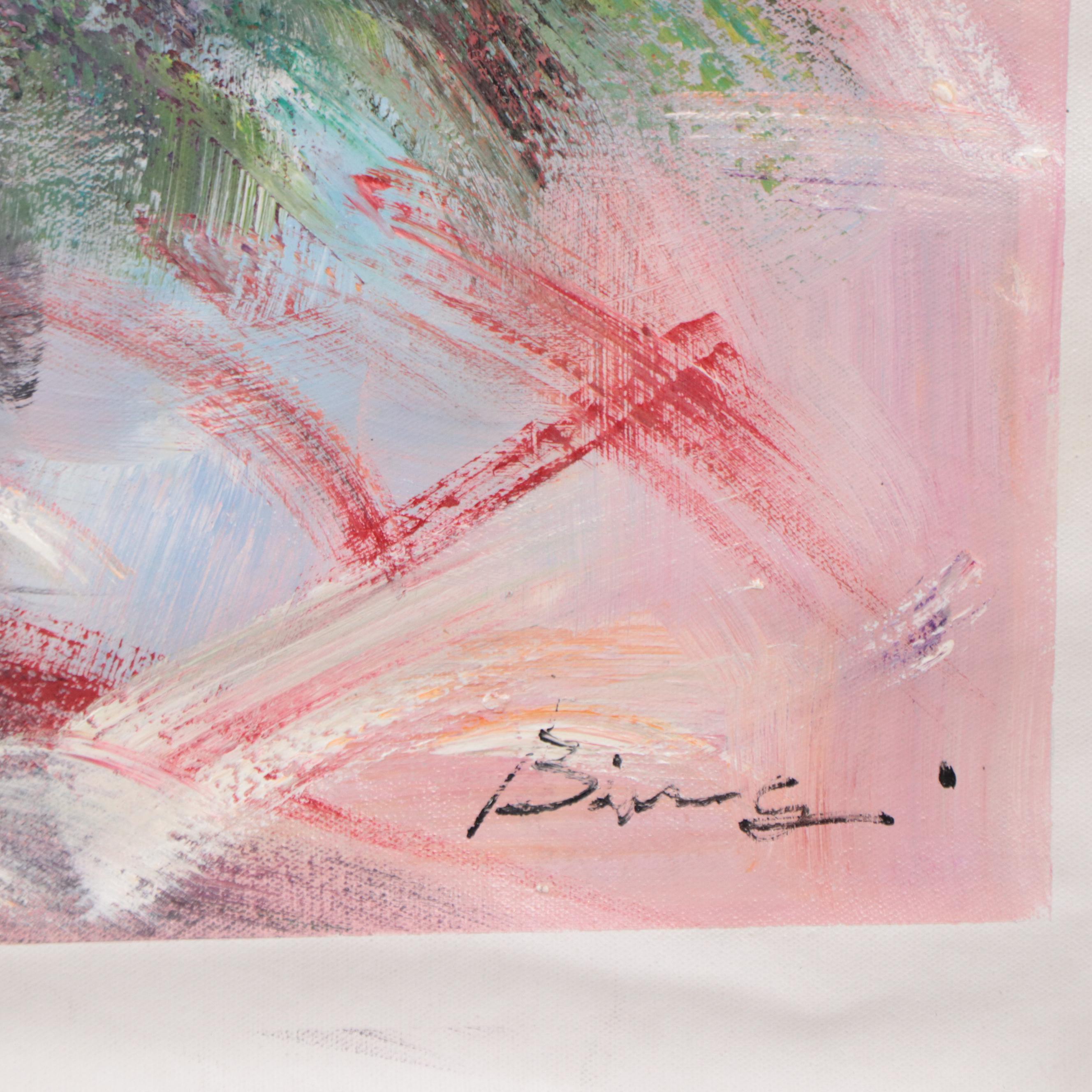 Bing Abstract Expressionist Style Oil Painting of Flowers, 21st Century ...