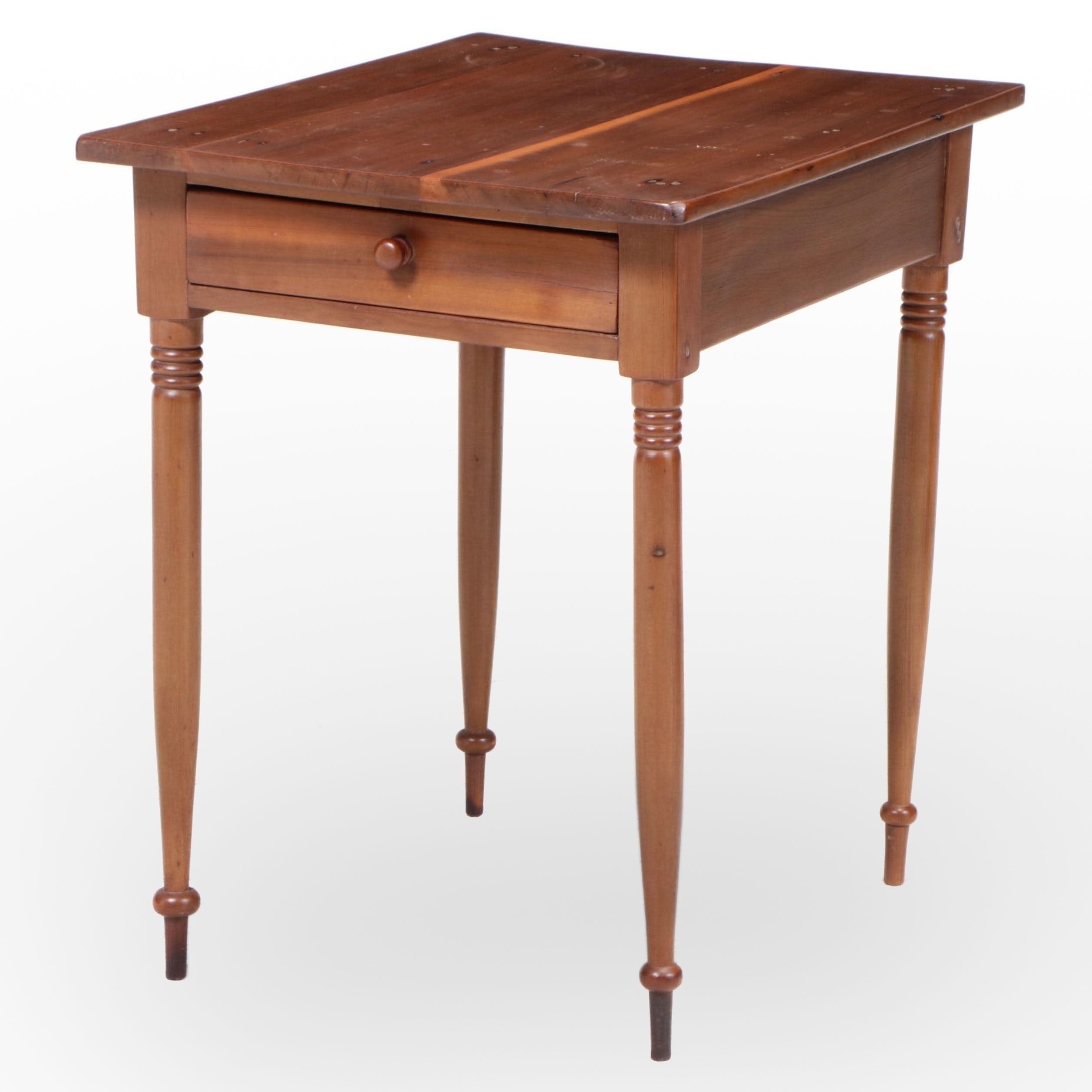 American Primitive Poplar Work Table, 19th Century | EBTH