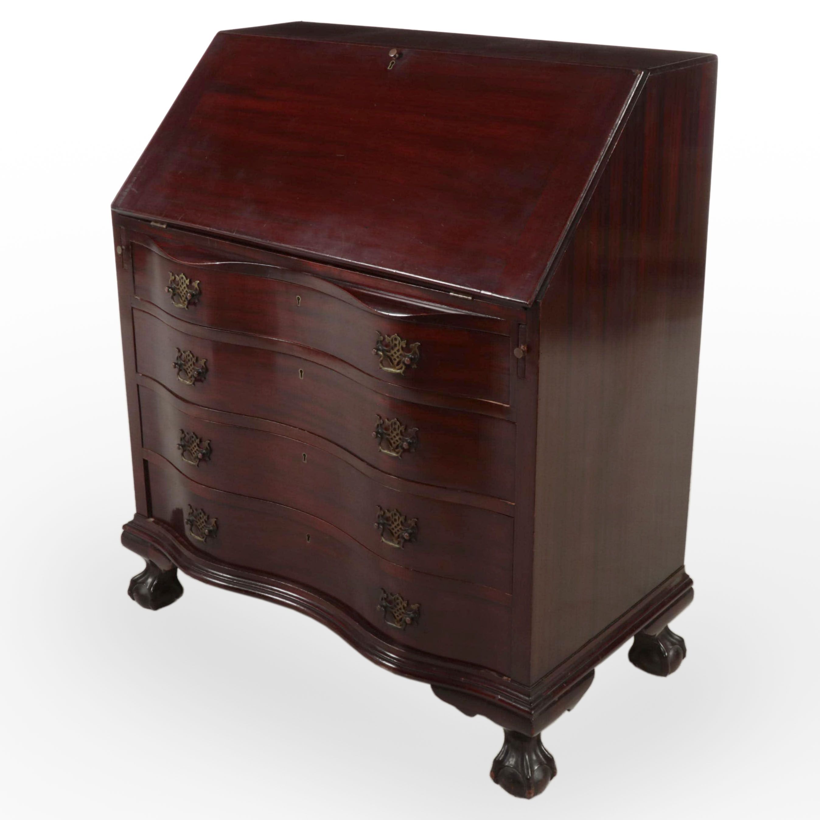Chippendale Style Mahogany Slant-Front Desk, Early 20th Century | EBTH