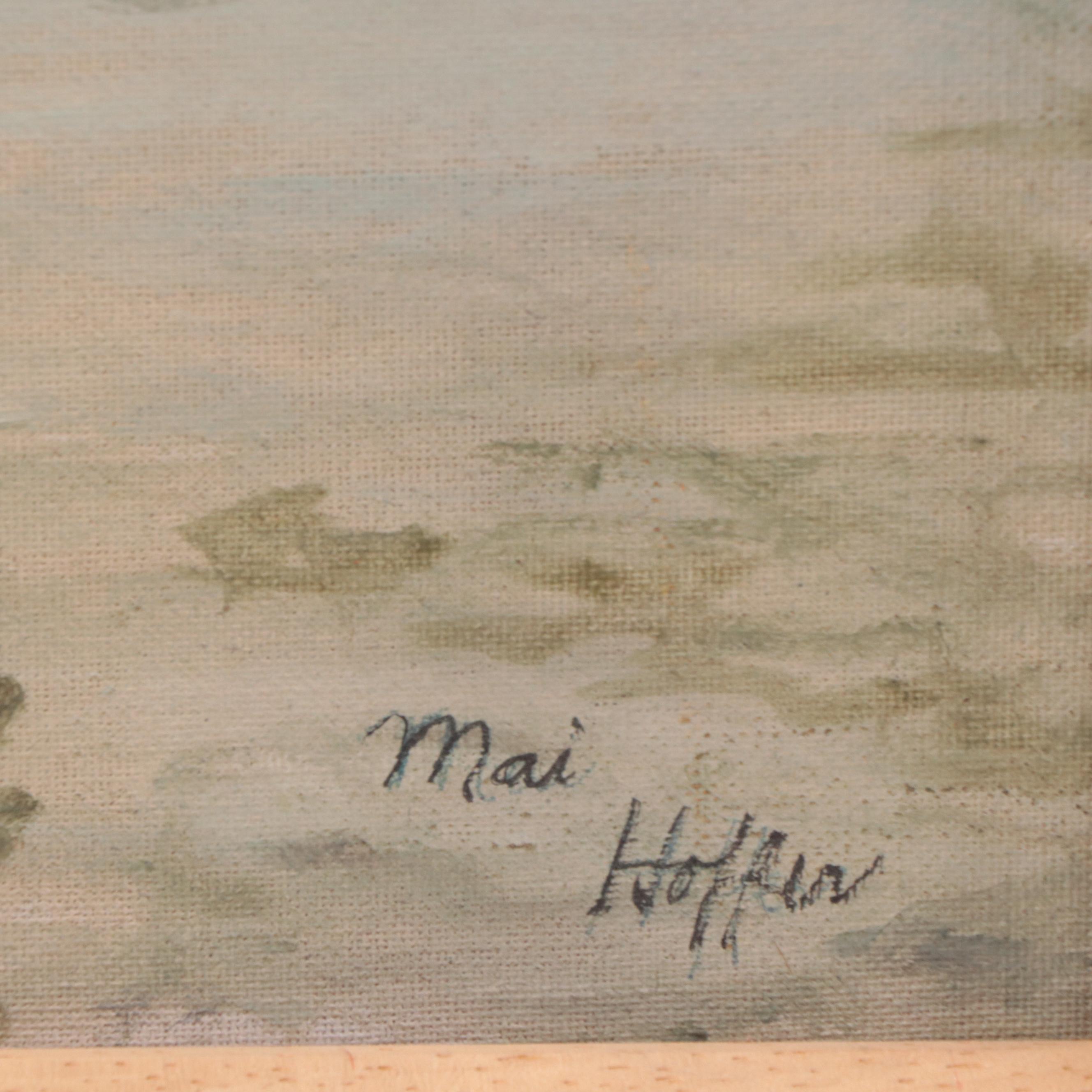 Mai Hoffer Lakeside Oil Painting, Late 20th Century | EBTH