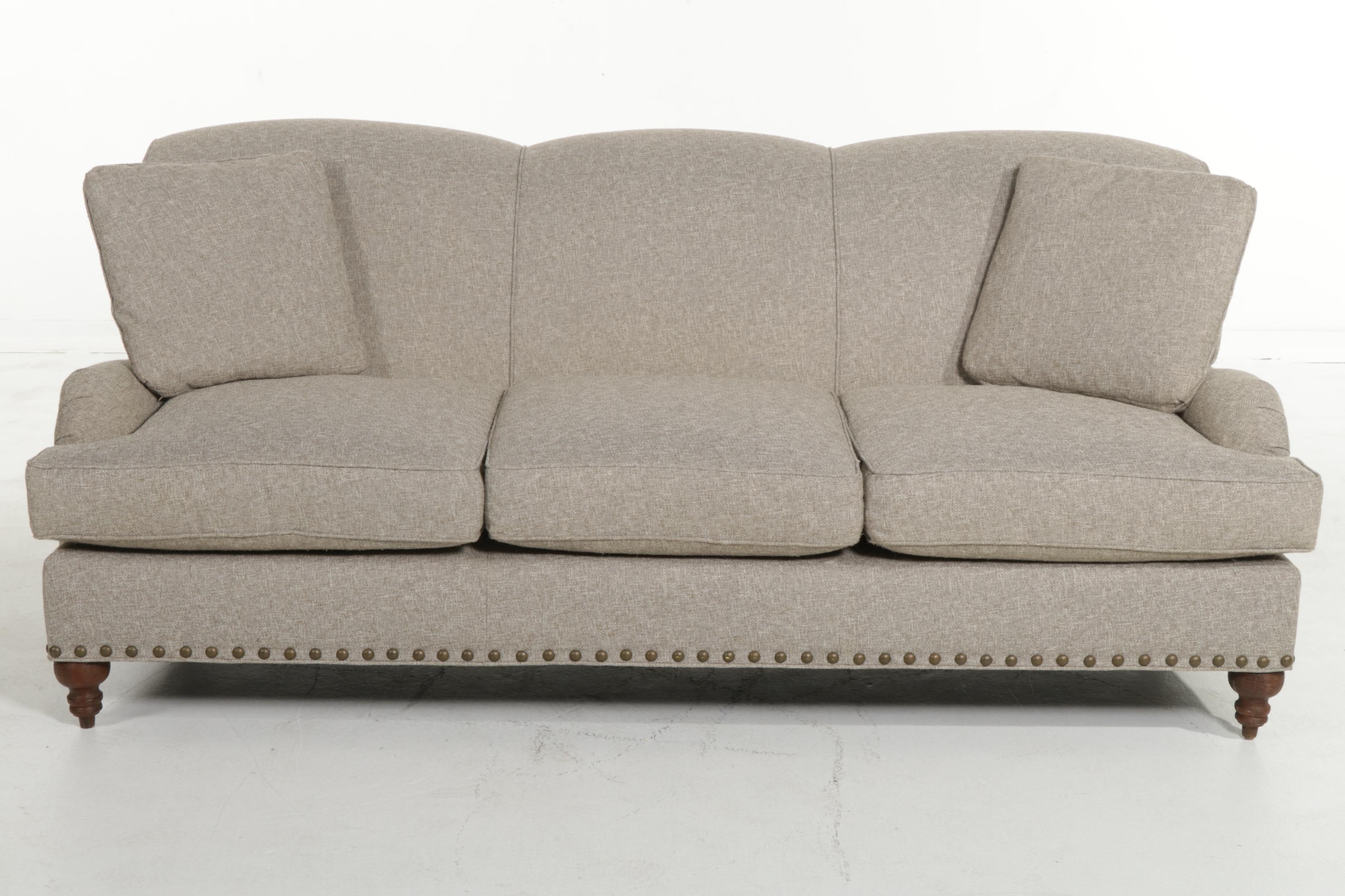 Arhaus Cambridge Collection Sofa with Nailhead Trim and Throw Pillows | Everything But The House