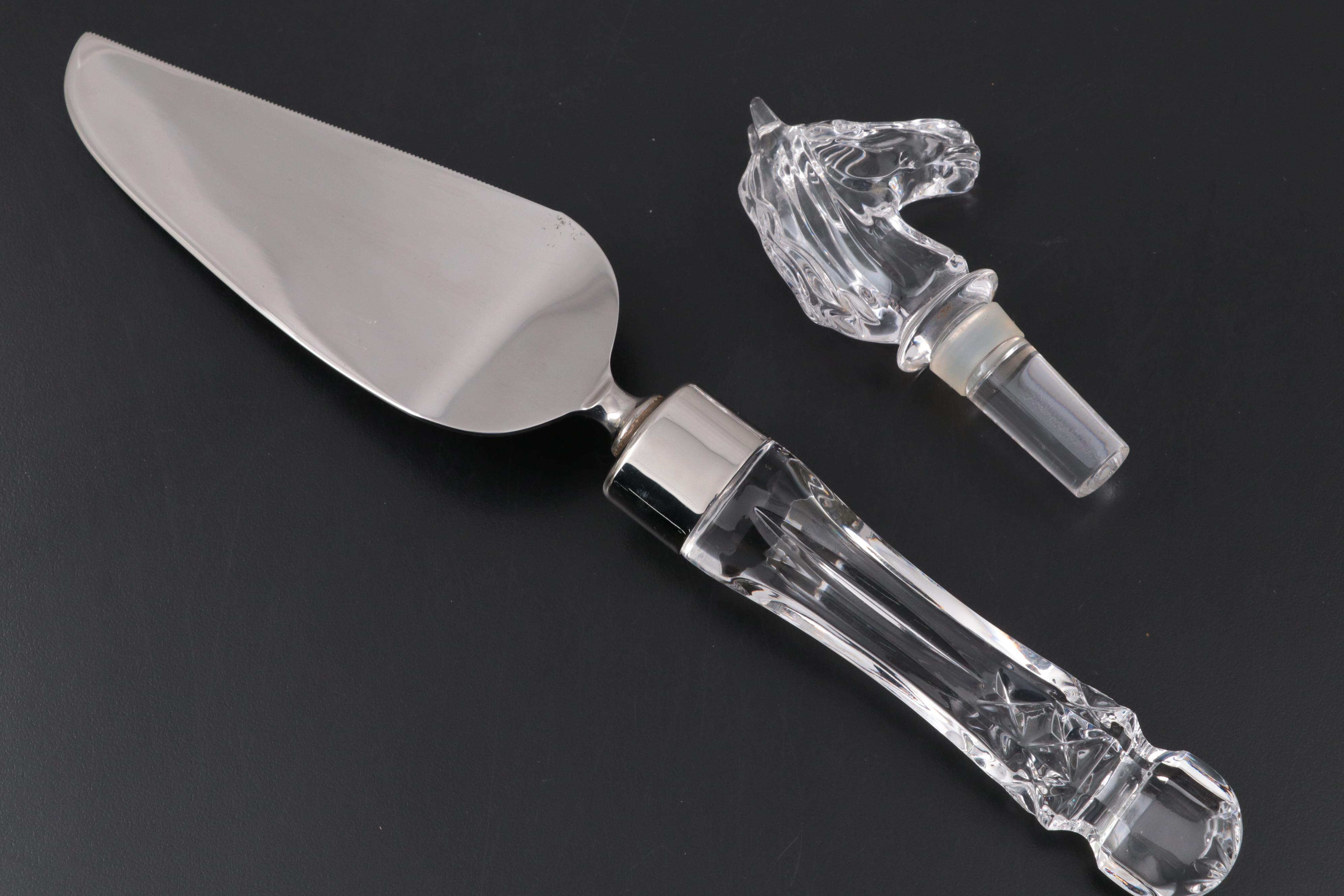 Waterford Crystal Pie Server, Horse Bottle Stopper and Candle Holders ...