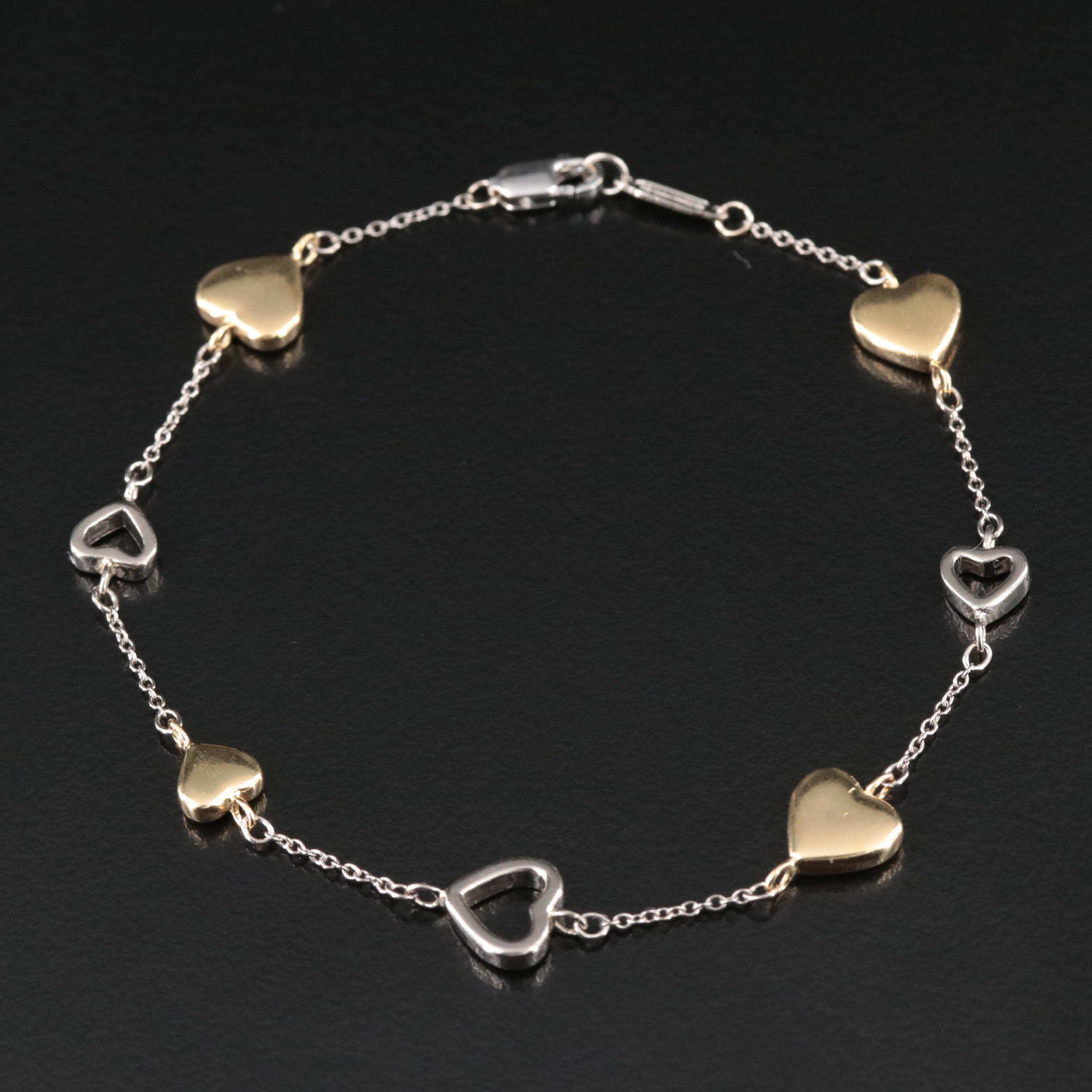 Tiffany & Co. 18K Two-Tone Heart Station Bracelet | EBTH