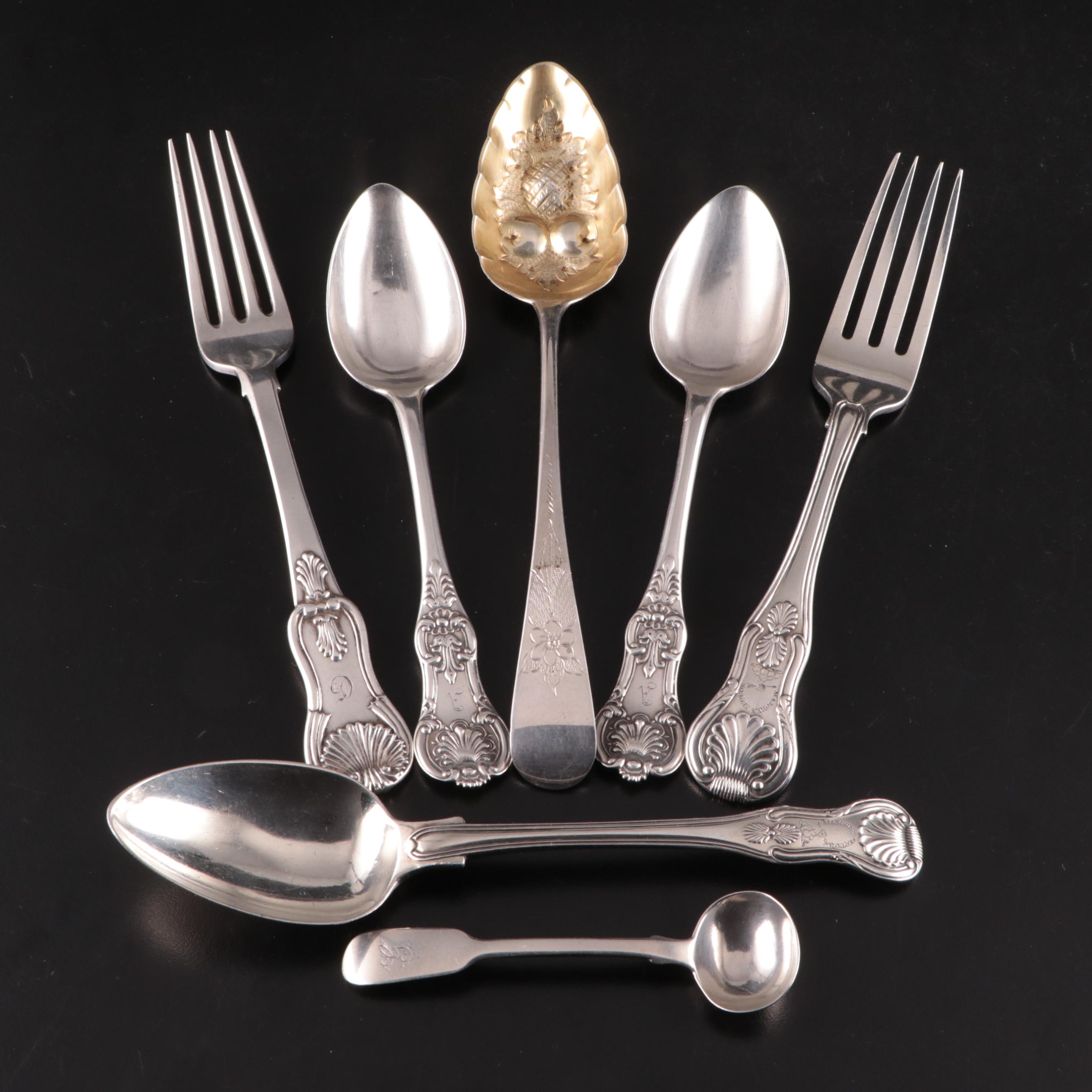 Georgian Sterling Silver Flatware Collection, Late 18th/ Early 19th ...