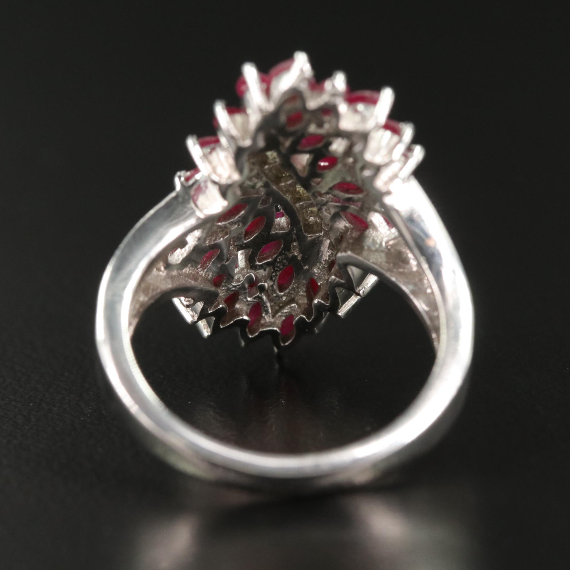 Sterling Ruby and Diamond Fire Burst Ring | EBTH