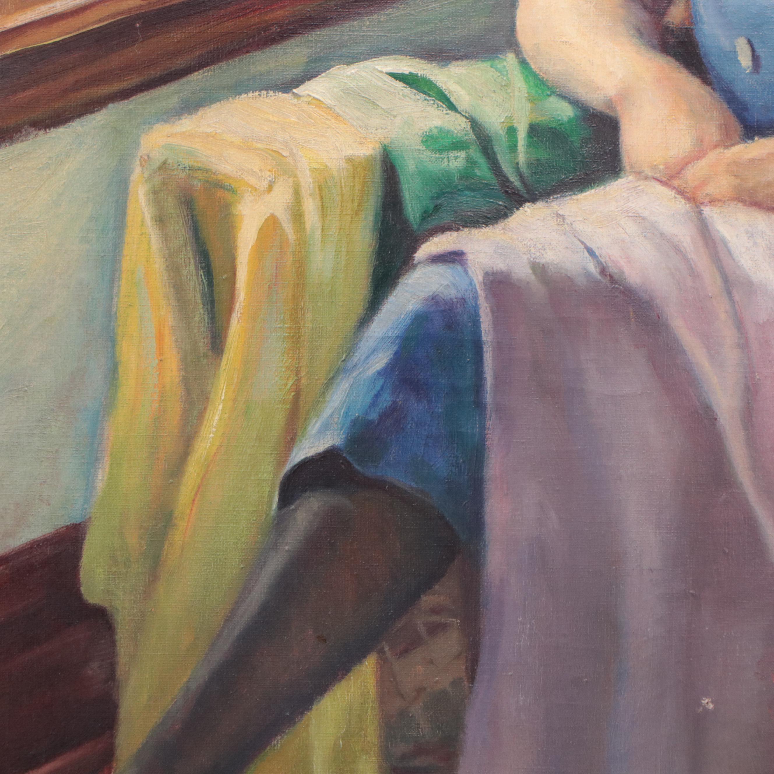 A. Melvin Phillips Oil Painting Portrait of Woman in Repose, 1921 | EBTH
