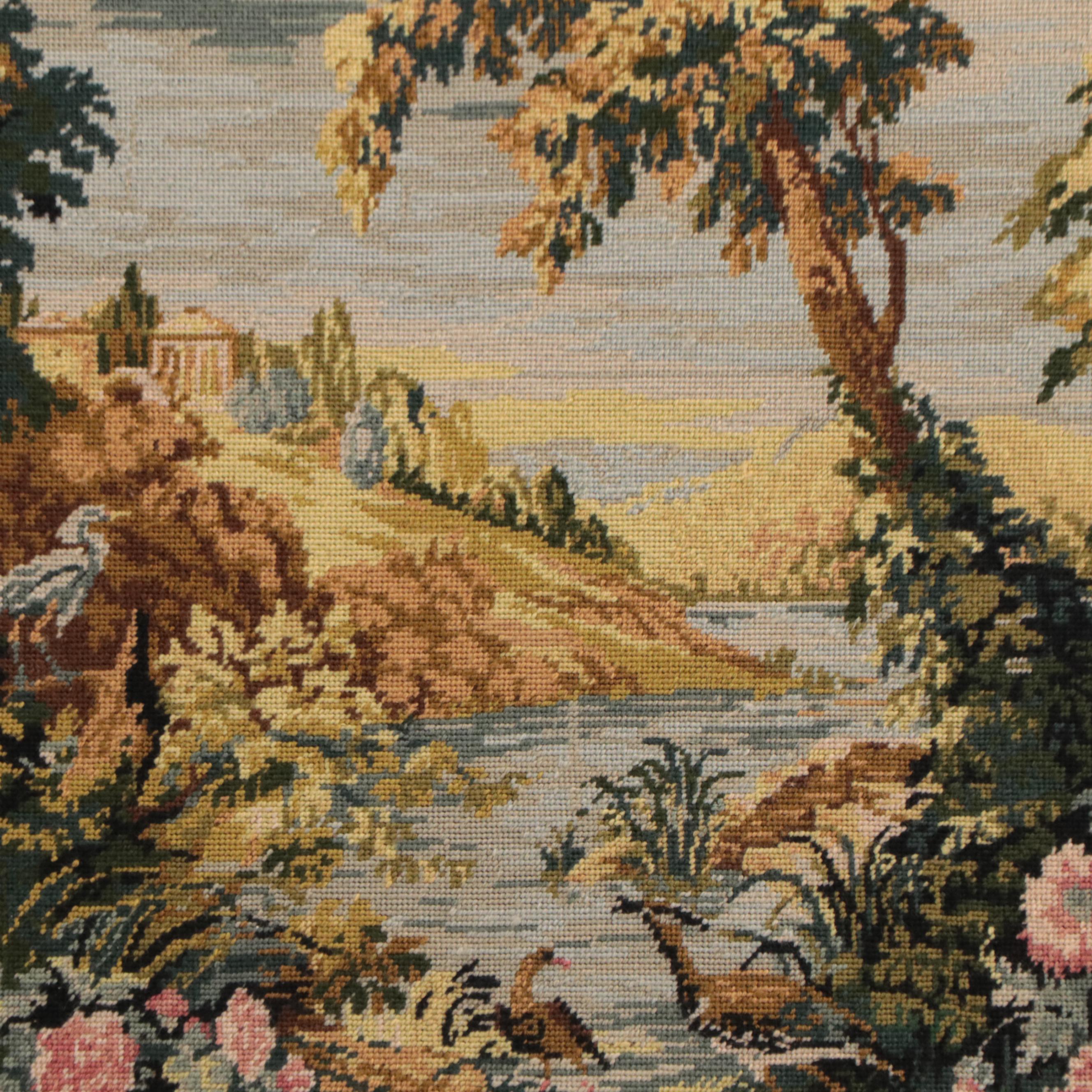 Needlepoint Embroidery of Lake Landscape | EBTH