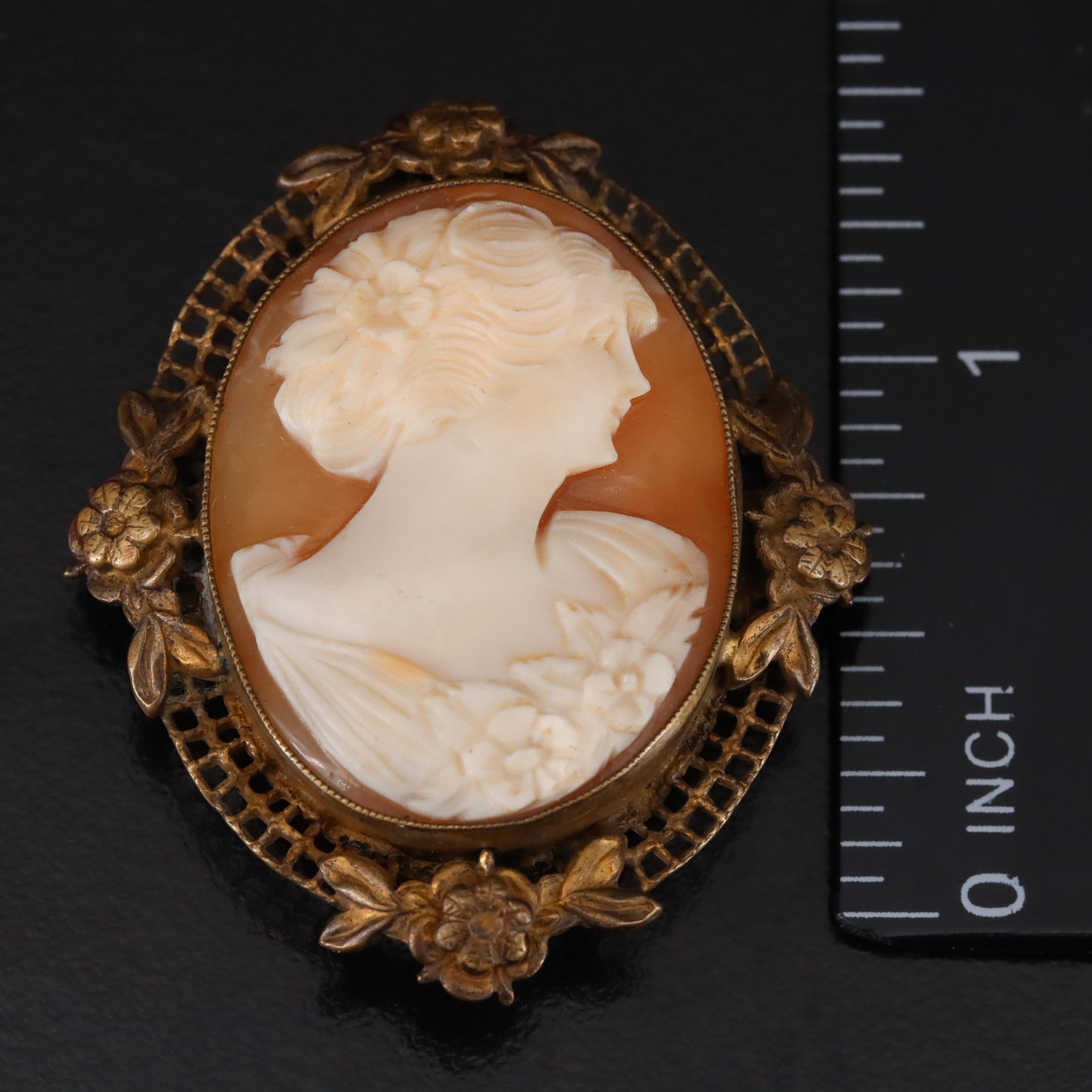 Vintage Shell Cameos Brooches and Earrings Including Gold-Filled | EBTH