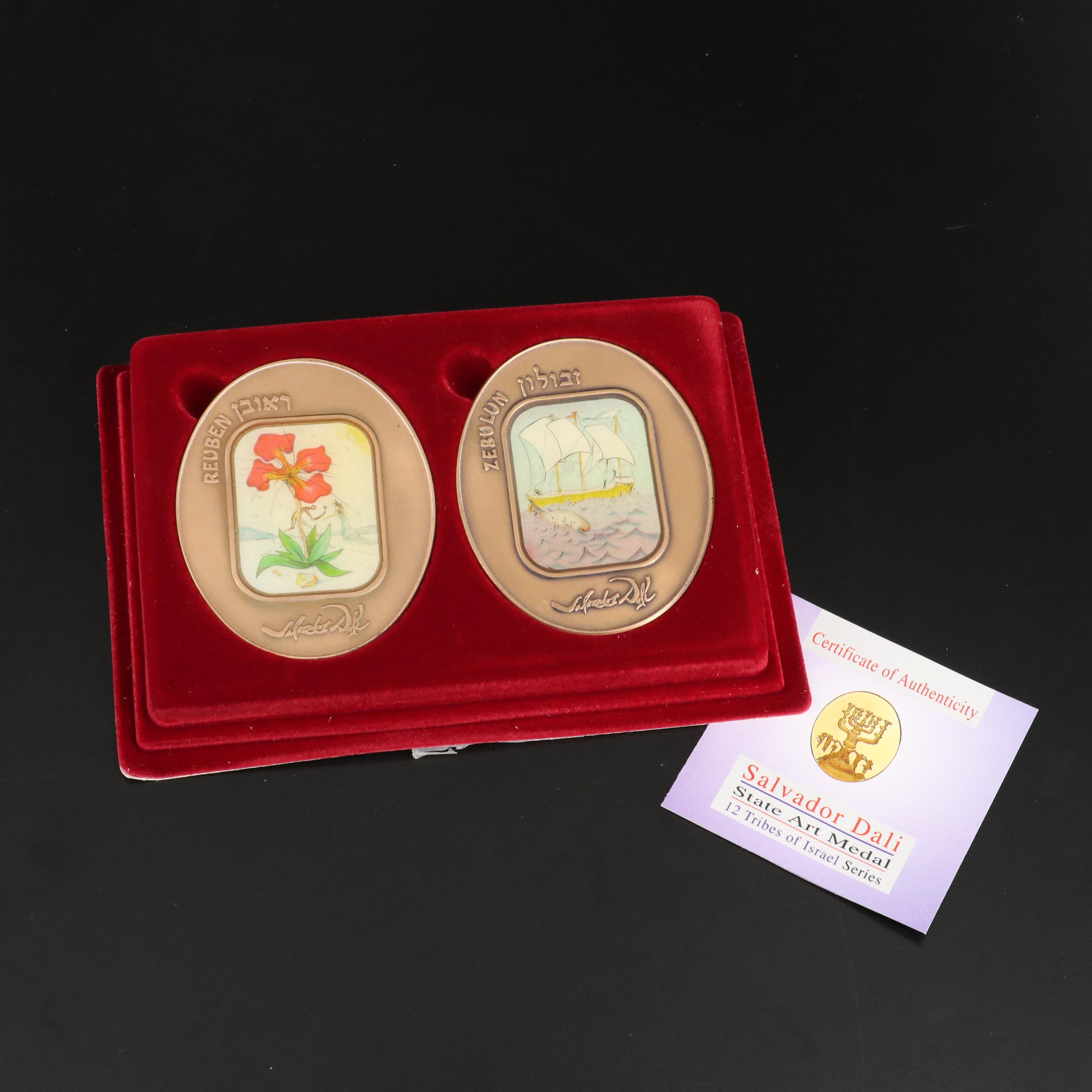 Set of Two Israel Salvador Dali Large Oval Bronze Medal's | EBTH