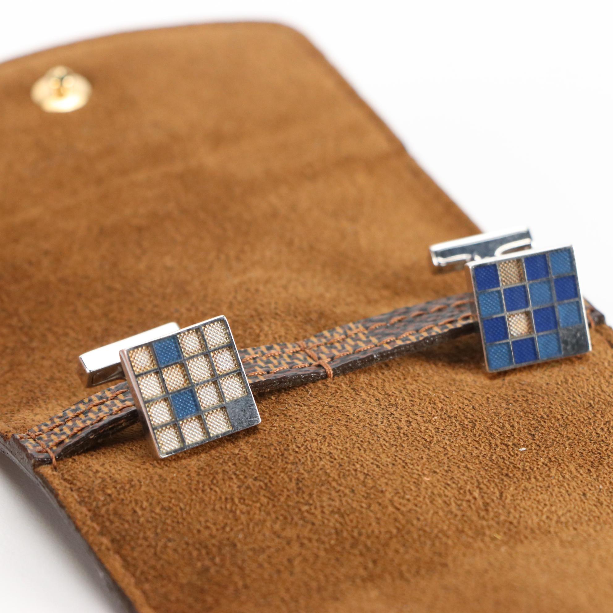 Louis Vuitton Cufflinks in Damier Ebene Coated Canvas Cuff Case | EBTH
