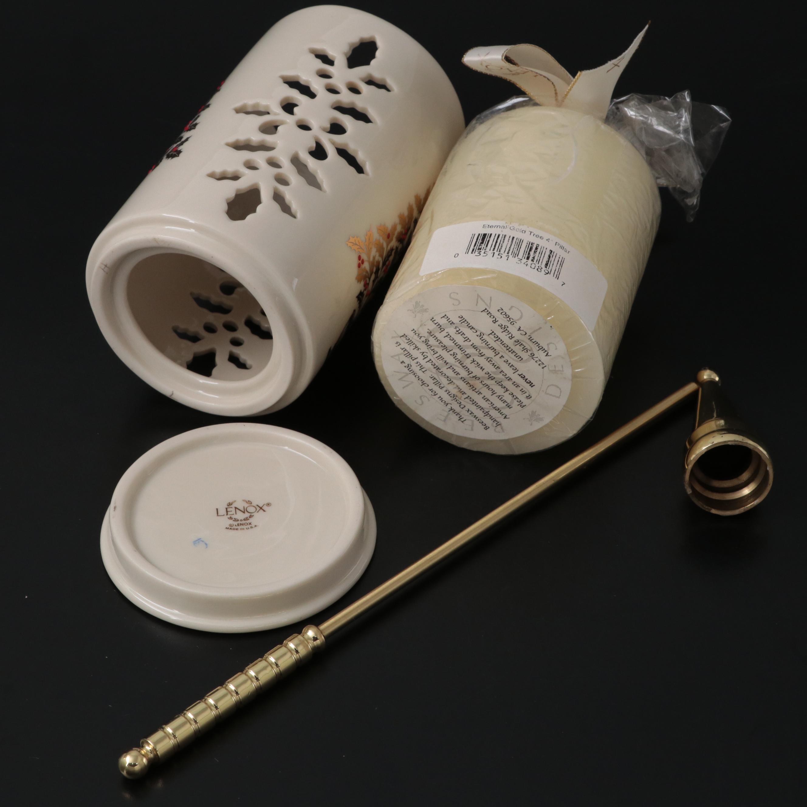 Lenox Bone China Lantern with Snuffer and Crystal Tree Topper | EBTH