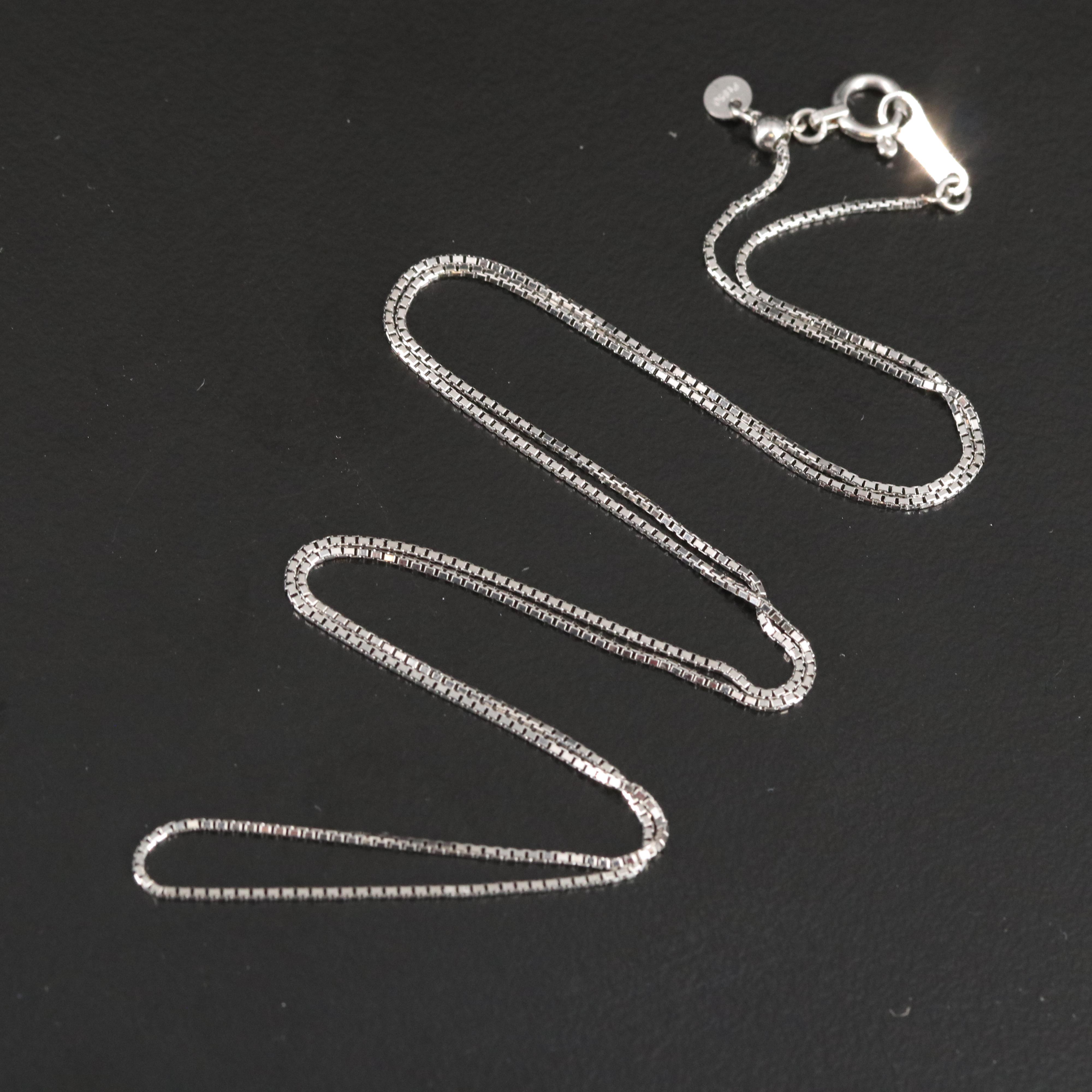 Platinum Box Chain Necklace | EBTH