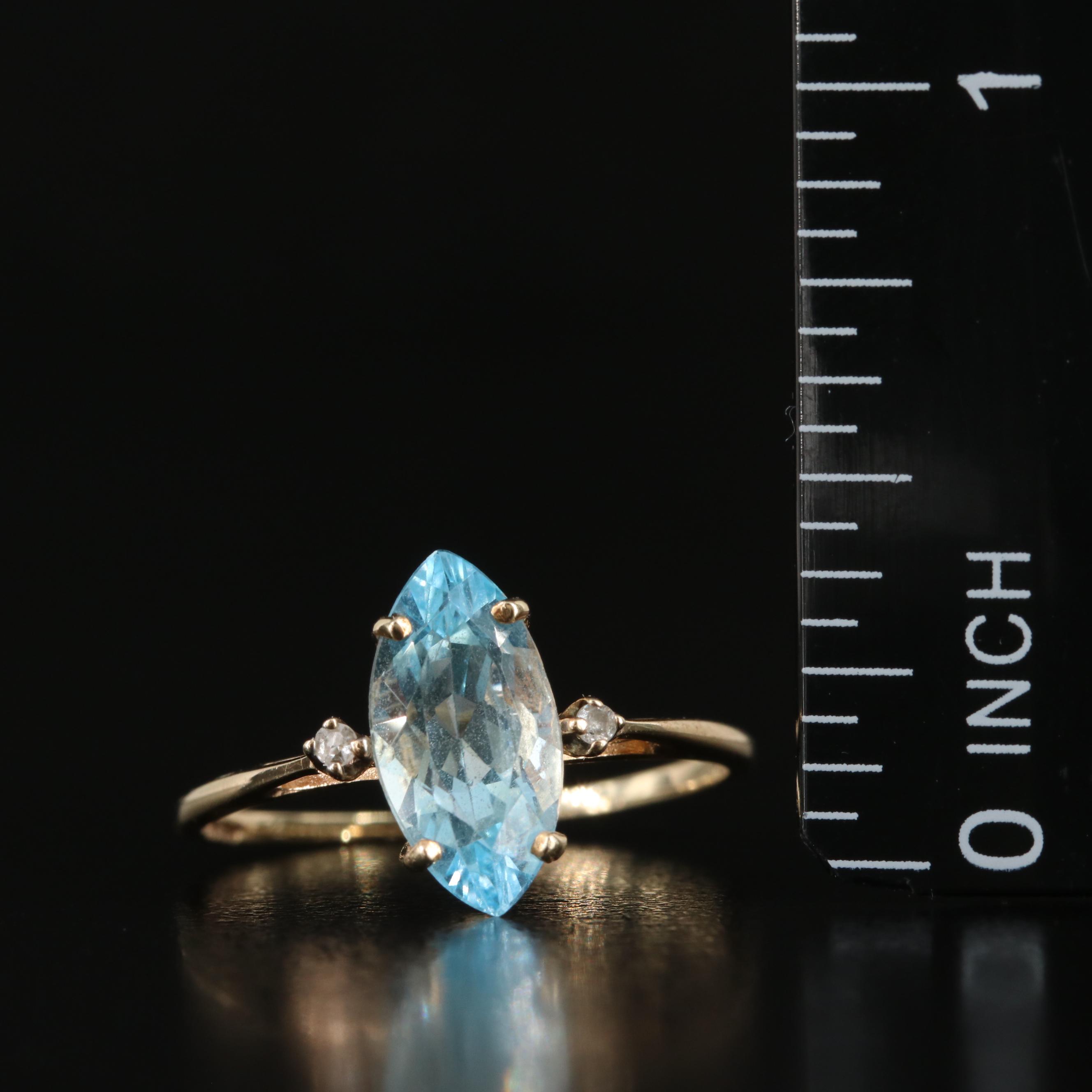 10K Swiss Blue Topaz and Diamond Ring | EBTH