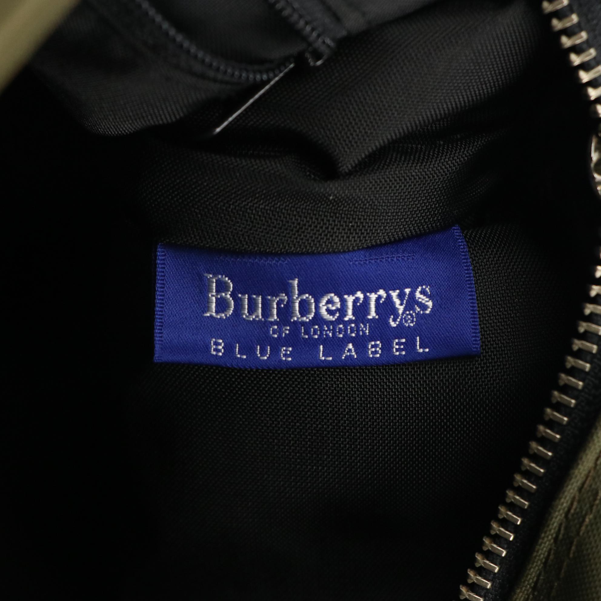 Burberrys Blue Label Green Nylon Tote Bag with Nova Check Trim ...