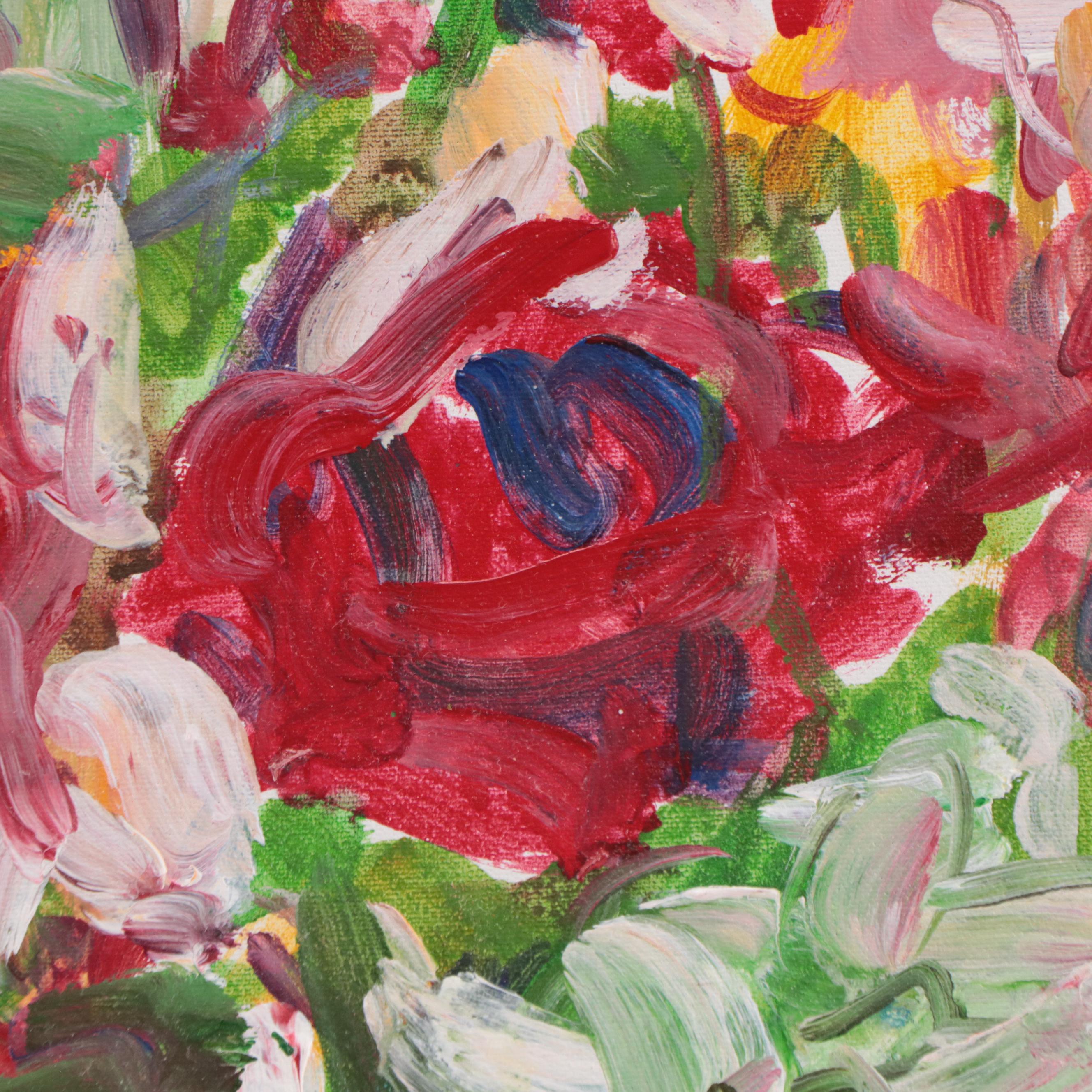 Bukang Yu Kim Abstract Expressionistic Style Oil Painting of Flowers ...