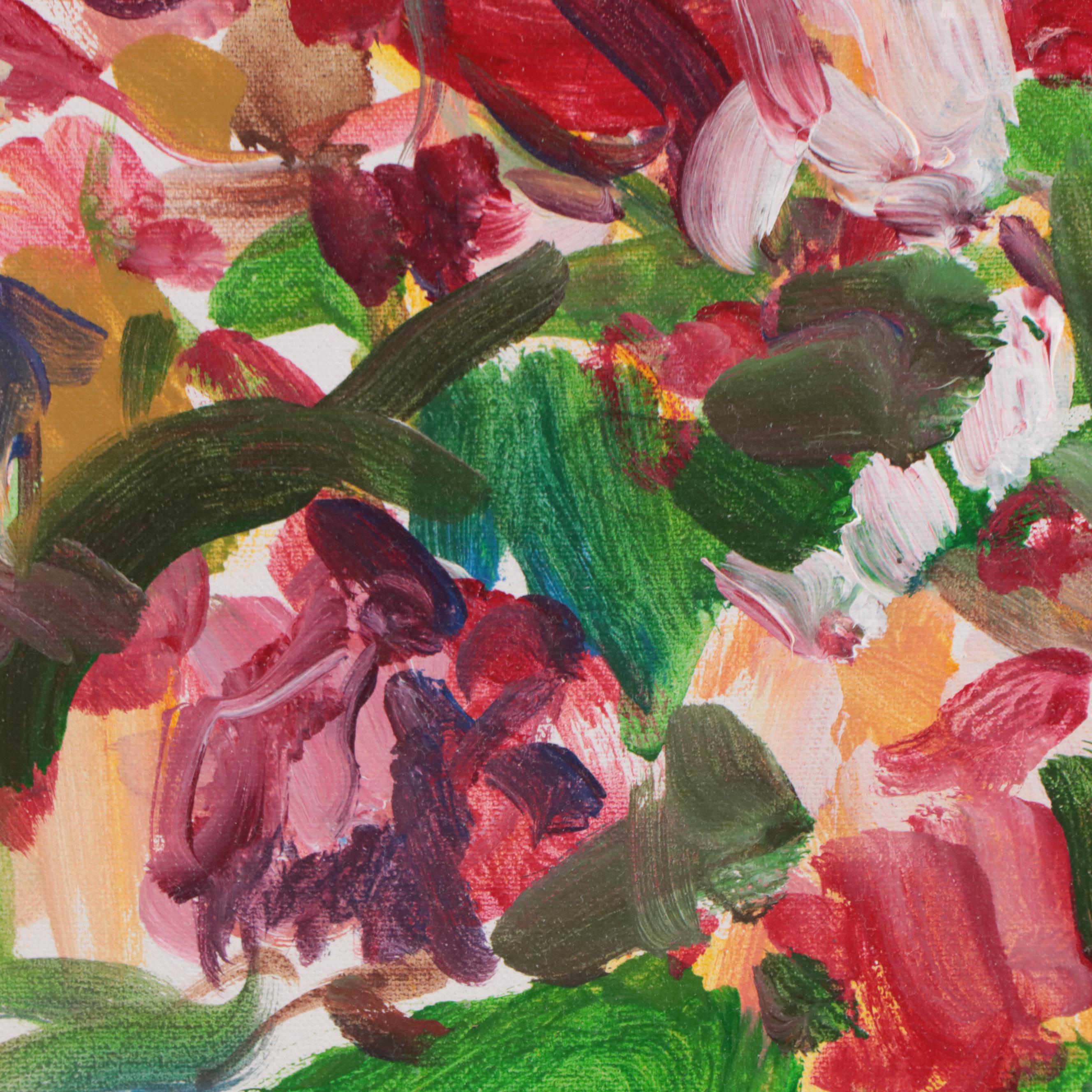 Bukang Yu Kim Abstract Expressionistic Style Oil Painting of Flowers ...