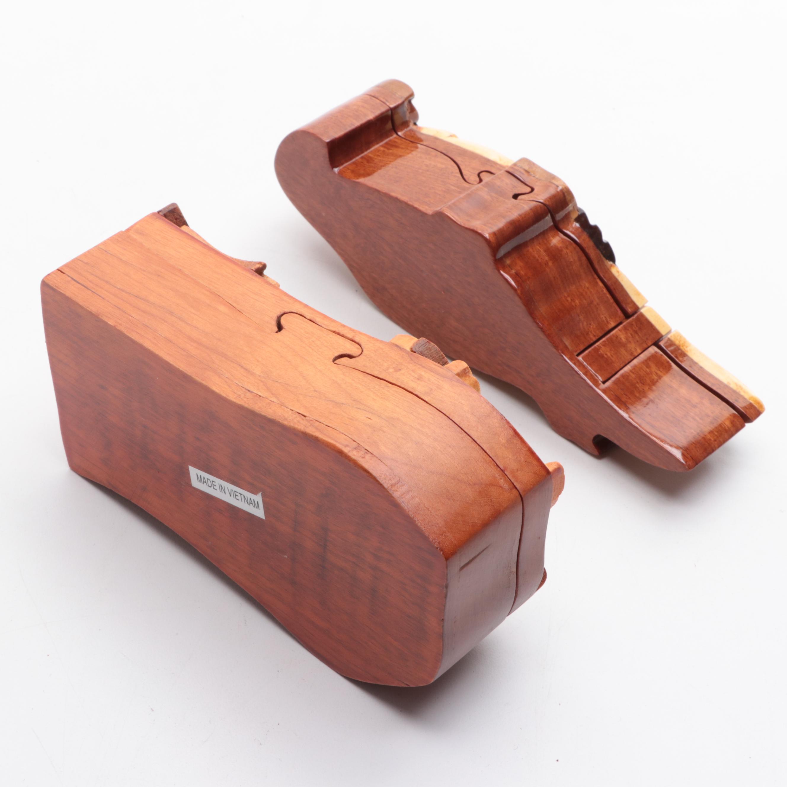 Wooden Parrot and Palm Tree Puzzle Boxes | EBTH