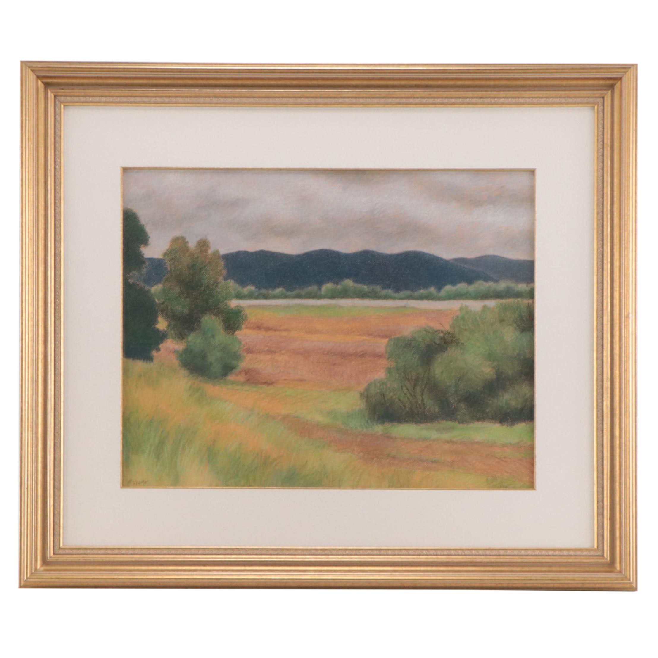 Alpine Landscape Chalk Pastel Drawing | EBTH