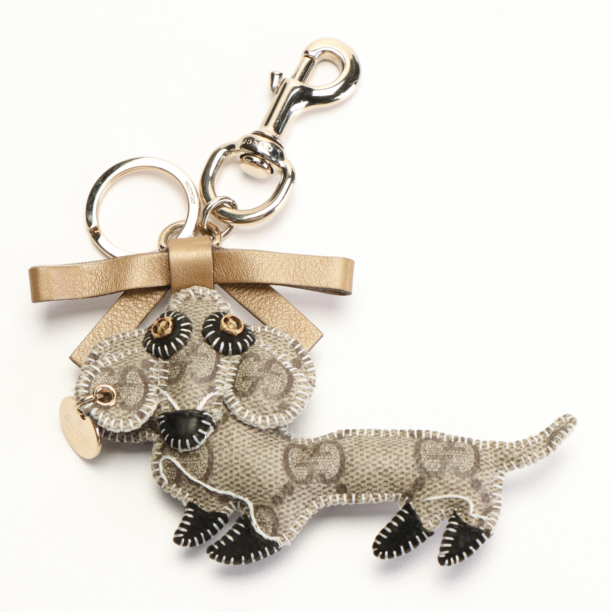 Gucci GG Supreme Dachshund Keychain in Coated Canvas and Leather | EBTH