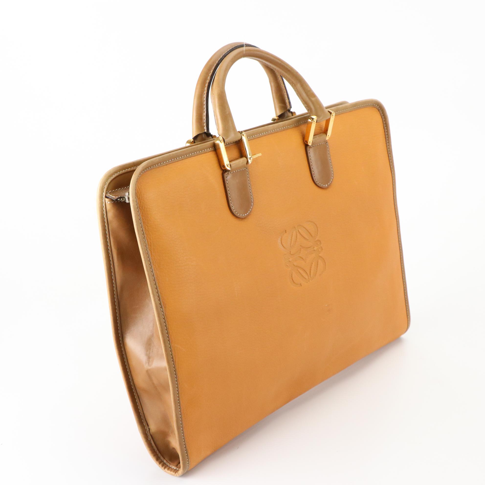 Loewe Brief Case in Brown Grained Leather | EBTH