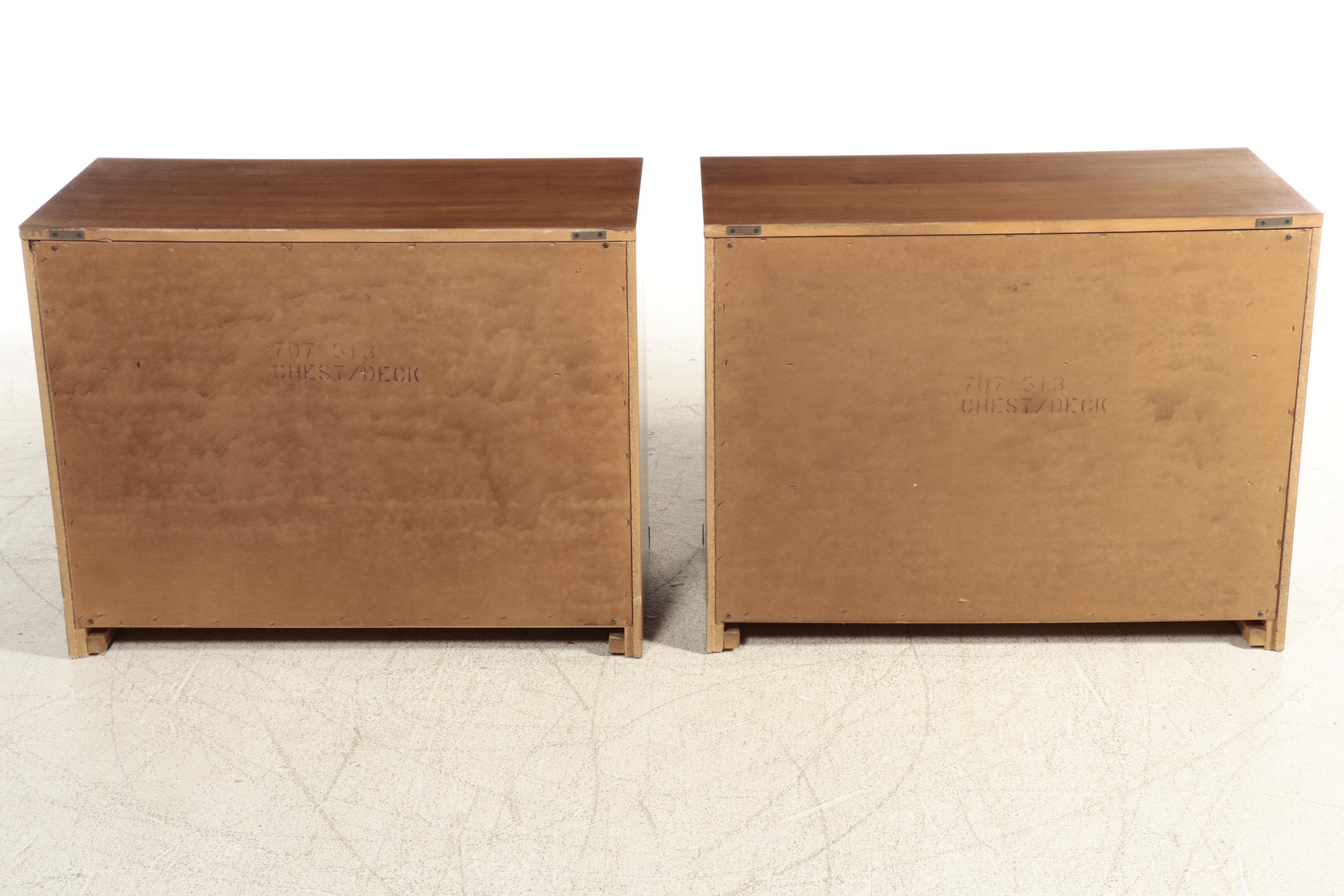 Pair of Henry Link "Mandarin" Maple and Burl Elm Three-Drawer Bedside ...