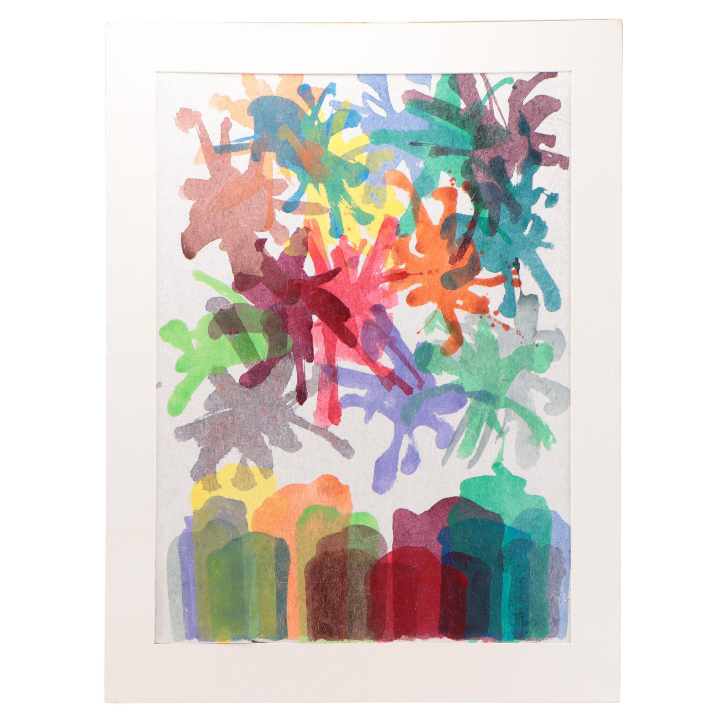John Bledsoe Abstract Acrylic Stain Painting "Bess Brought Her Best ...