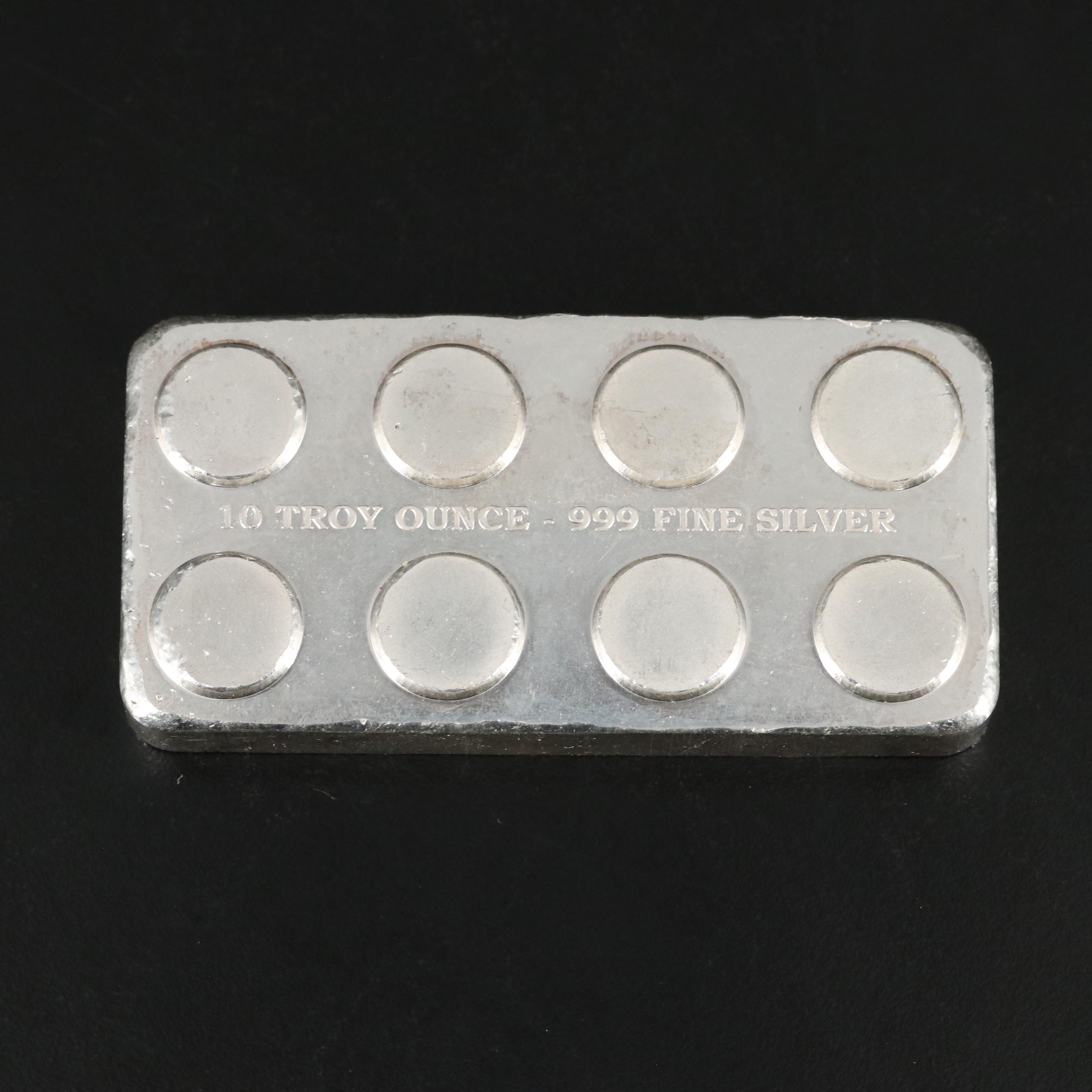Ten Ounce .999 Silver Bar in the Syle of a Lego | EBTH