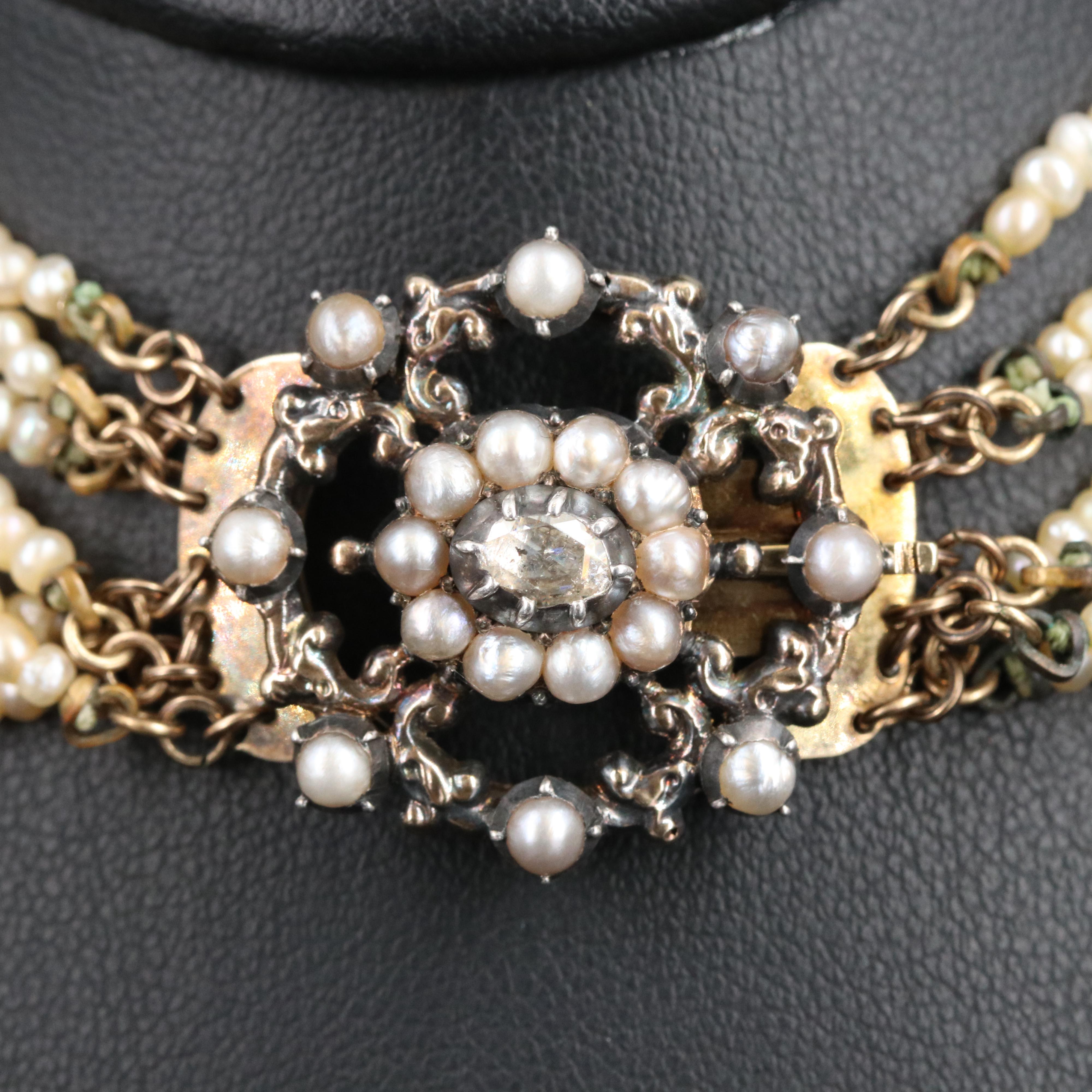 Edwardian Seed Pearl and Diamond Choker | EBTH