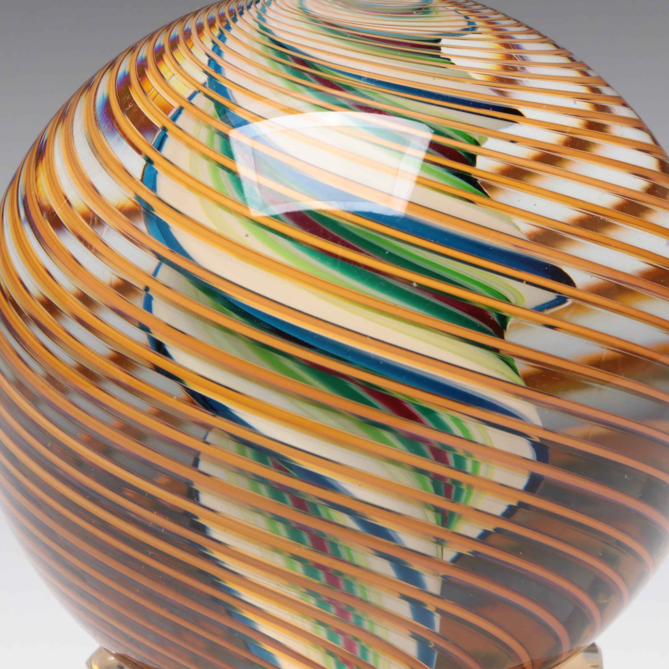 Mark Matthews Multicolor Filigrana Art Glass Sphere on Crystal Base ...