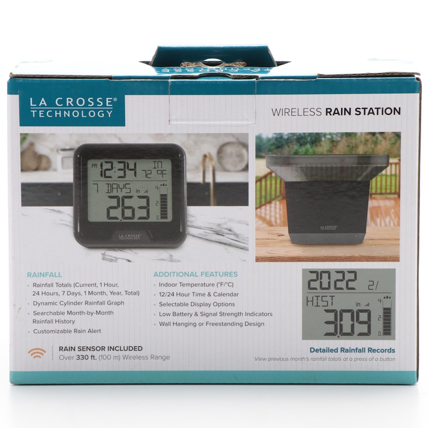 La Crosse Technology Wireless Digital Rain Gauge/Recorder | EBTH La Crosse Technology Wireless Digital Rain Gauge/Recorder | EBTH