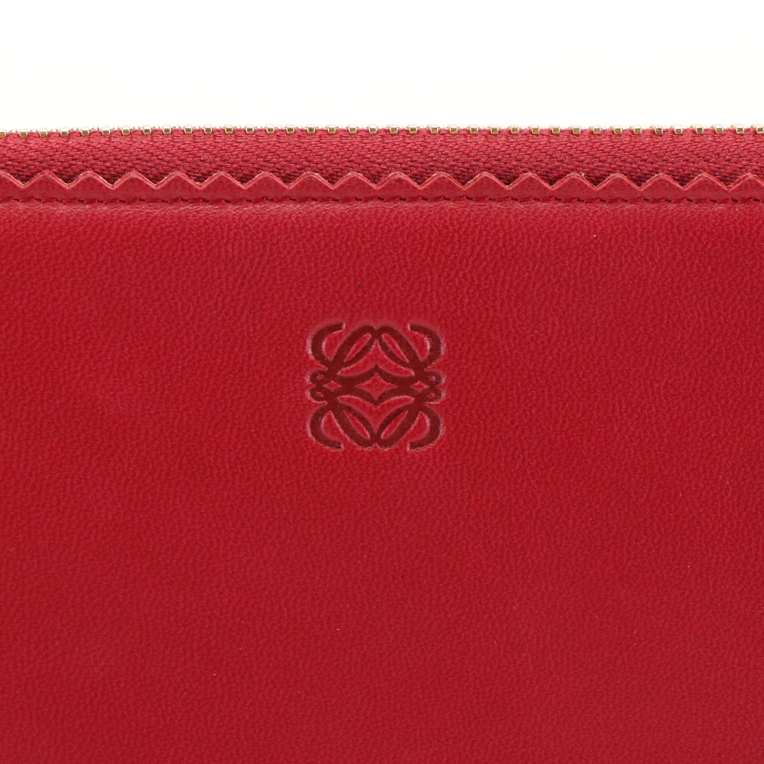 Loewe Red Leather Zip Around Wallet | EBTH