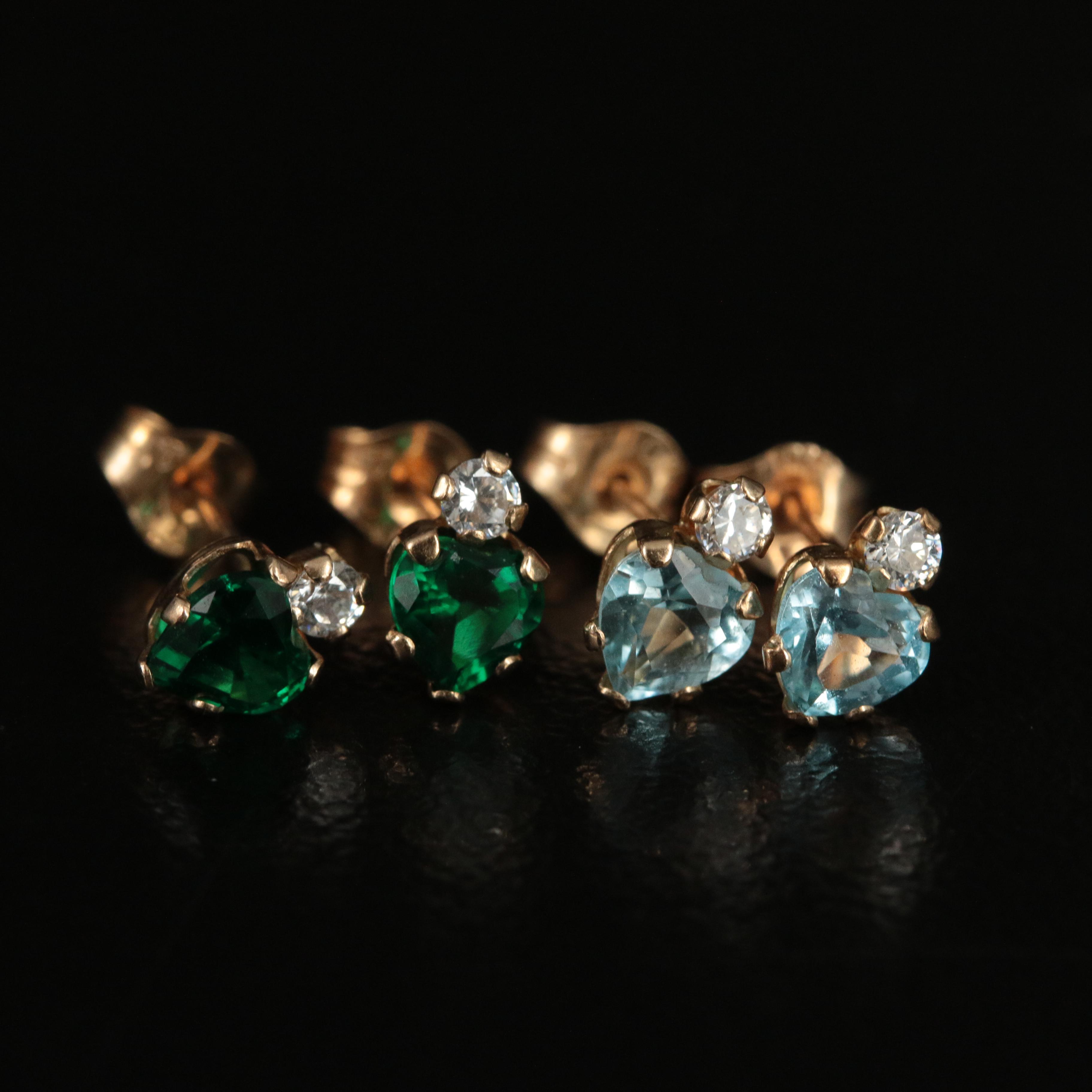 10K Gemstone Stud Earrings Including Diamonds and Topaz | EBTH