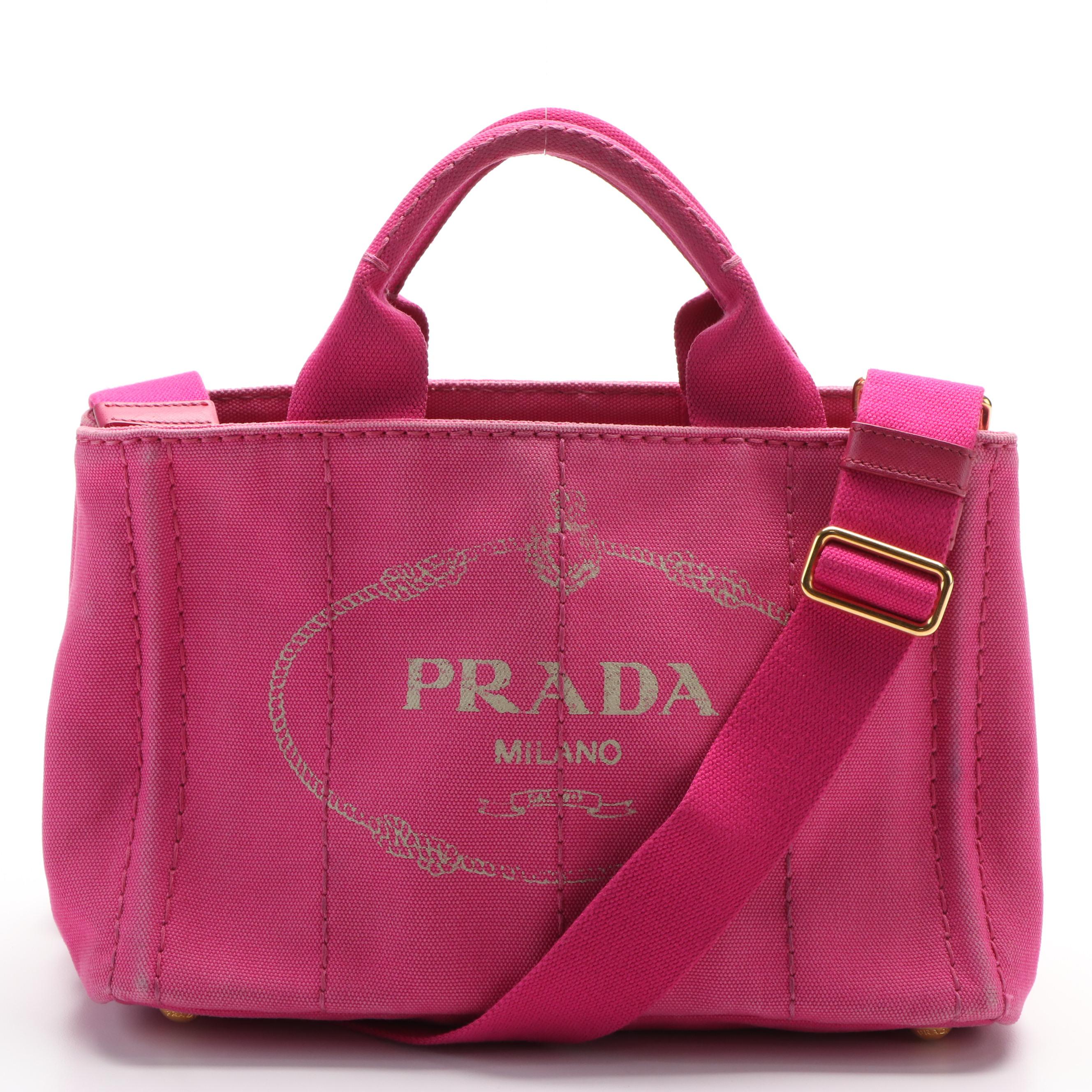 Prada Canapa Logo Tote in Pink Canvas | EBTH