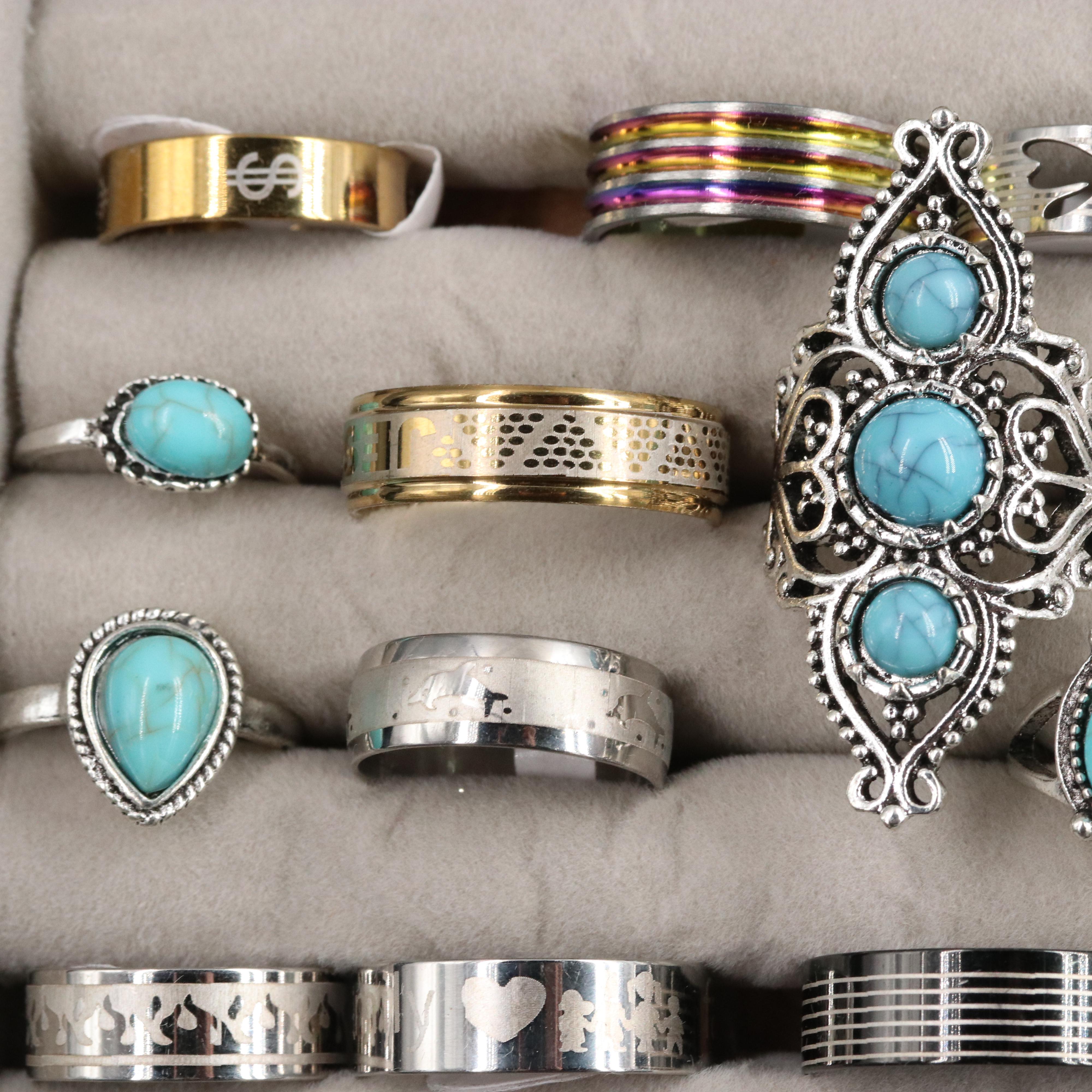 Stainless Steel Costume Rings Including Plastic | EBTH