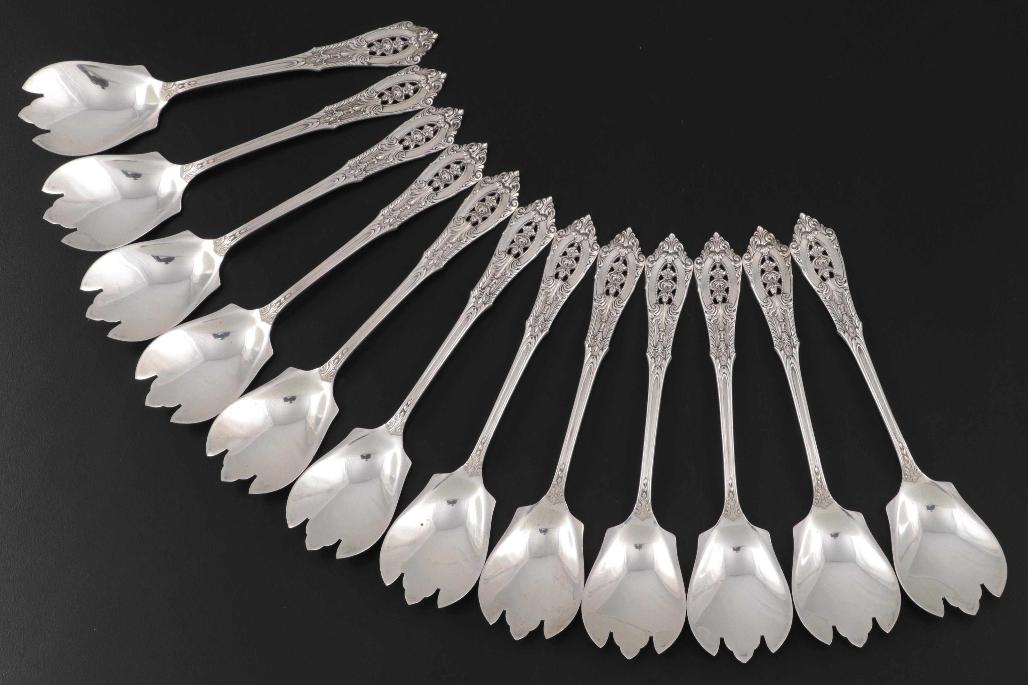 Wallace "Rose Point" Sterling Silver Ice Cream Forks | EBTH